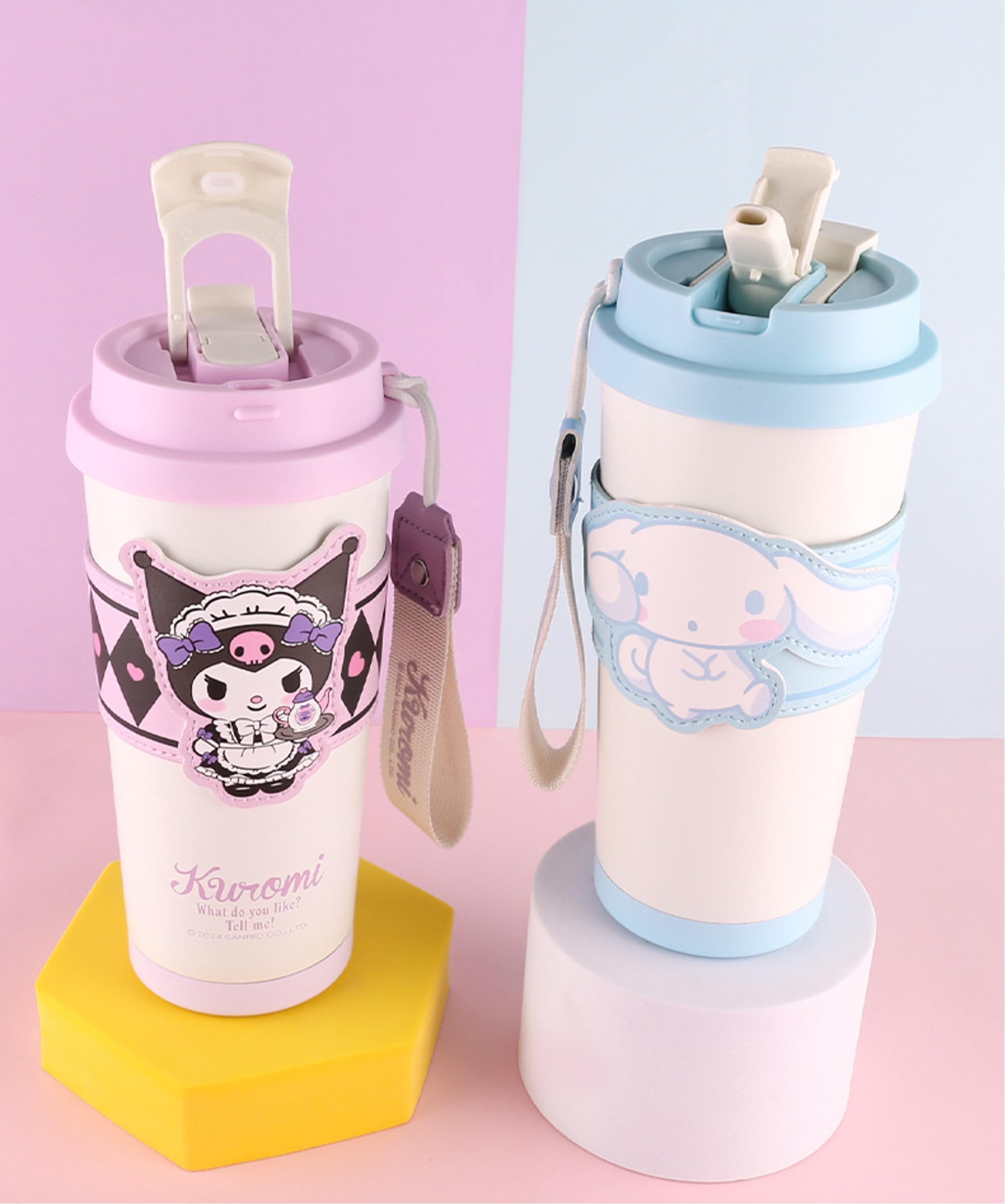 Many Rainbows Cinnamoroll Tumbler Coffee Cup with Cover & Carrying Loop 520ml