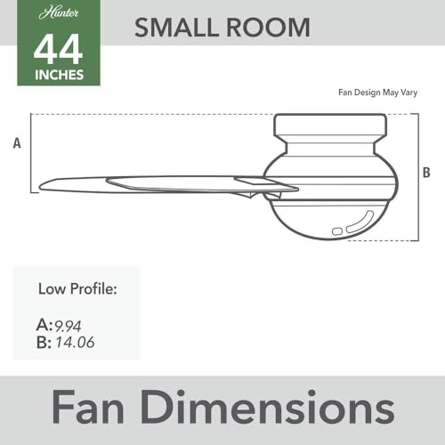 Hunter Fan 44 inch Brushed Nickel Indoor Ceiling Fan with LED Light and Pull Chain for Bedroom, Living Room, Office, Basement, Kitchen (Renewed)