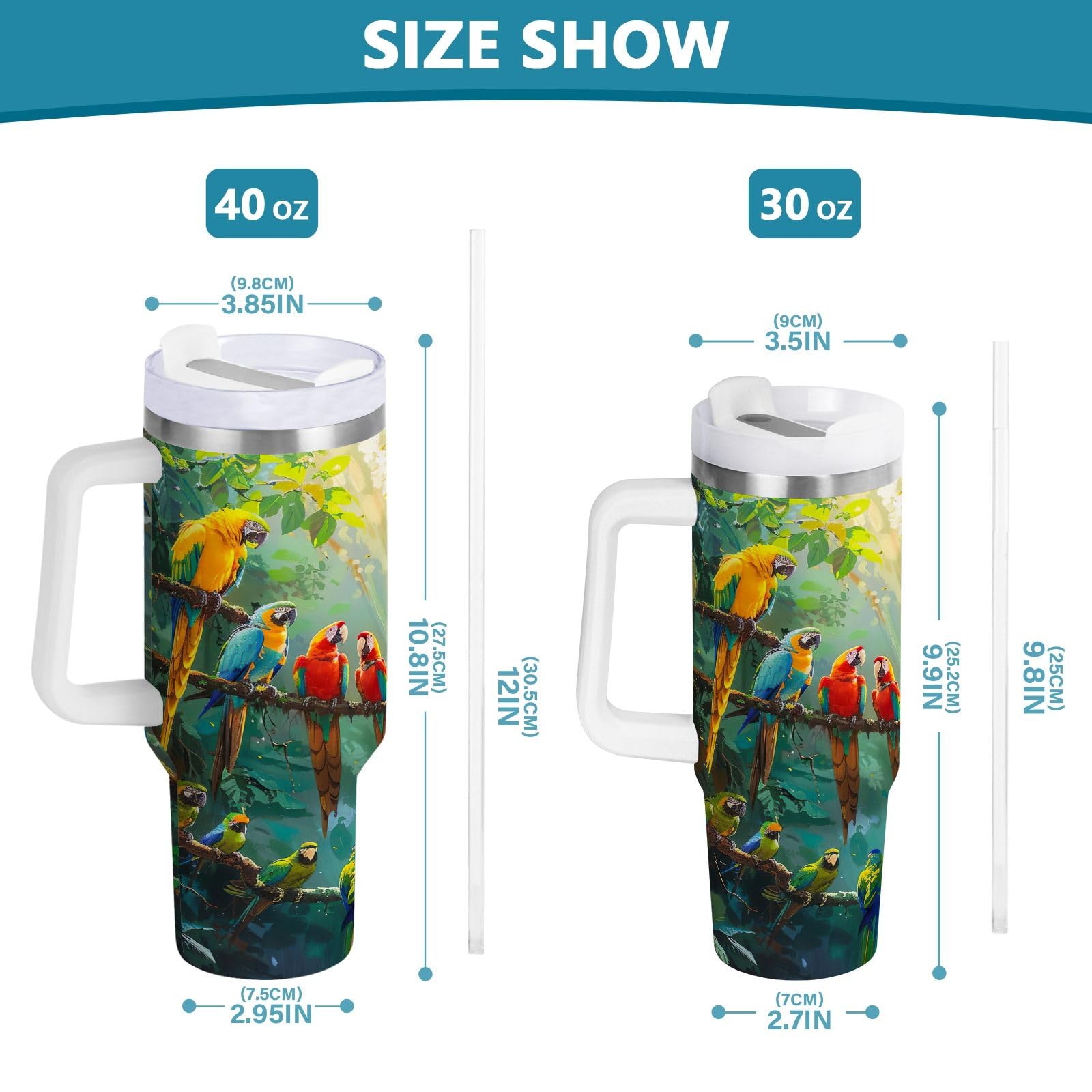 ODAWA Forest Birds Travel Coffee Tumbler Reusable Tumbler with Lid Insulated Coffee Cups