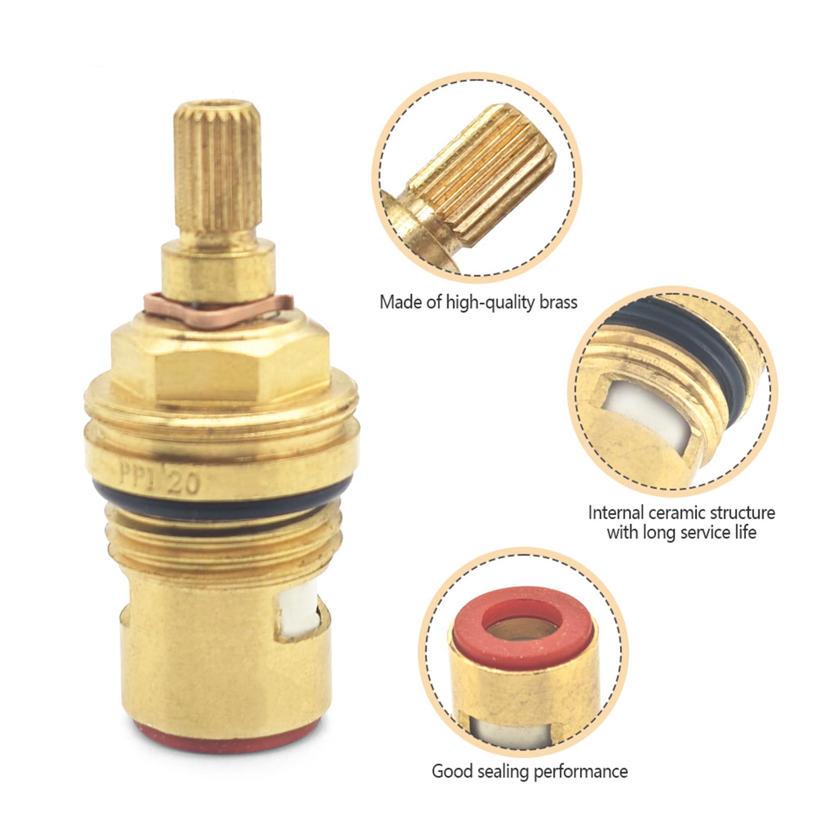 Meyffon 45882000 Ceramic Cartridge Compatible with Grohe Faucet Cartridge 1/2 Inch 1/4 Turn Open 90 Degrees Left Clockwise Close Hot Water for Ceramic Cartridge