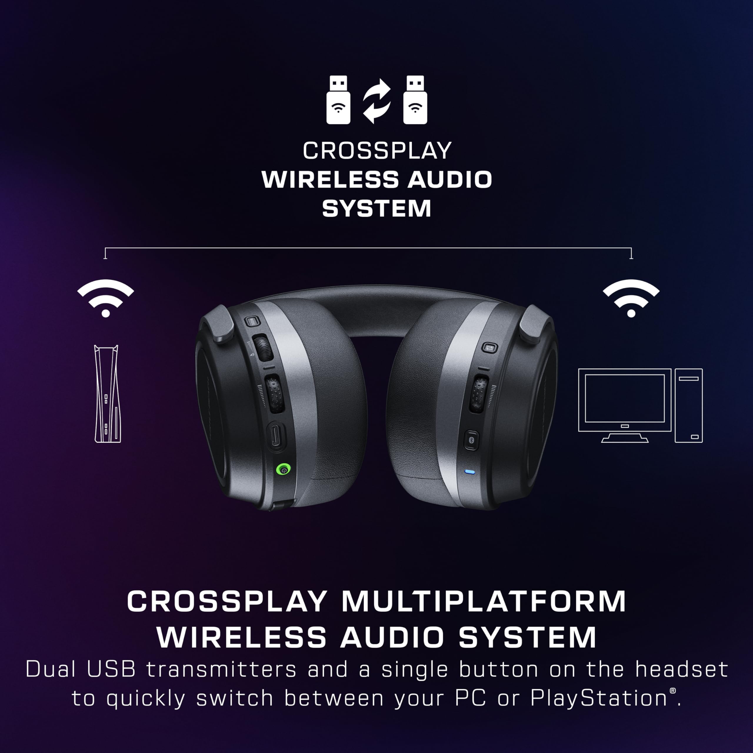 Turtle Beach Stealth 700 Gen 3 Wireless Multiplatform Amplified Gaming Headset for PC, PS5, PS4, Mobile – 24-bit Audio, 60mm Drivers, High-Bandwidth Microphone, Bluetooth, 80-Hr Battery – Black