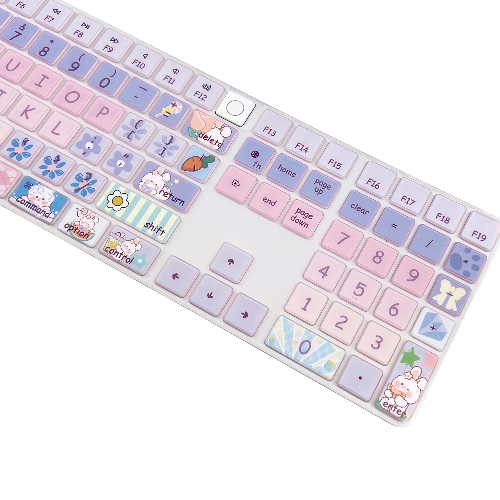 Cute Keyboard Cover Skin for 2021 Apple iMac Magic Keyboard (Model: A2520) with Numeric Keypad and Touch ID, Silicone Keyboard Protector, US Layout, Cute Bunny