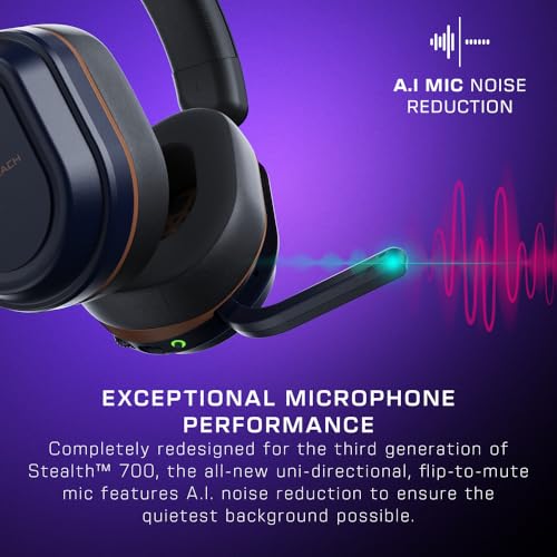 Turtle Beach Stealth 700 Gen 3 Wireless Multiplatform Amplified Gaming Headset for Xbox Series X|S, Xbox One, PC, PS5, Mobile β 60mm Drivers, AI Noise-Cancelling Mic, Bluetooth, 80-Hr Battery β Cobalt