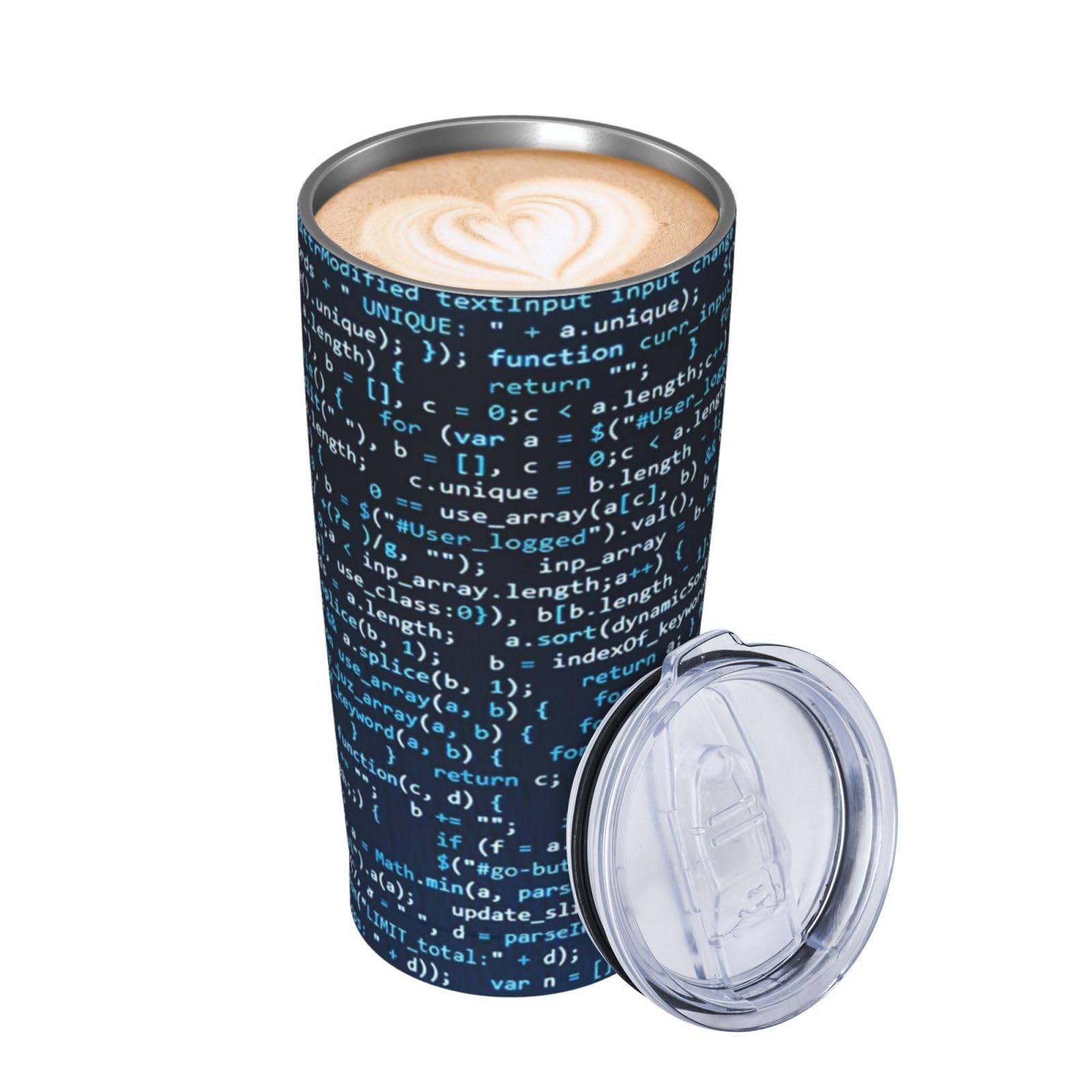20oz Insulated Tumblers with Lids and Straws Cool Coding Code Stainless Steel Coffee Tumbler Cup Double Wall Vacuum Travel Coffee Mugs for Home, Office, Outdoor