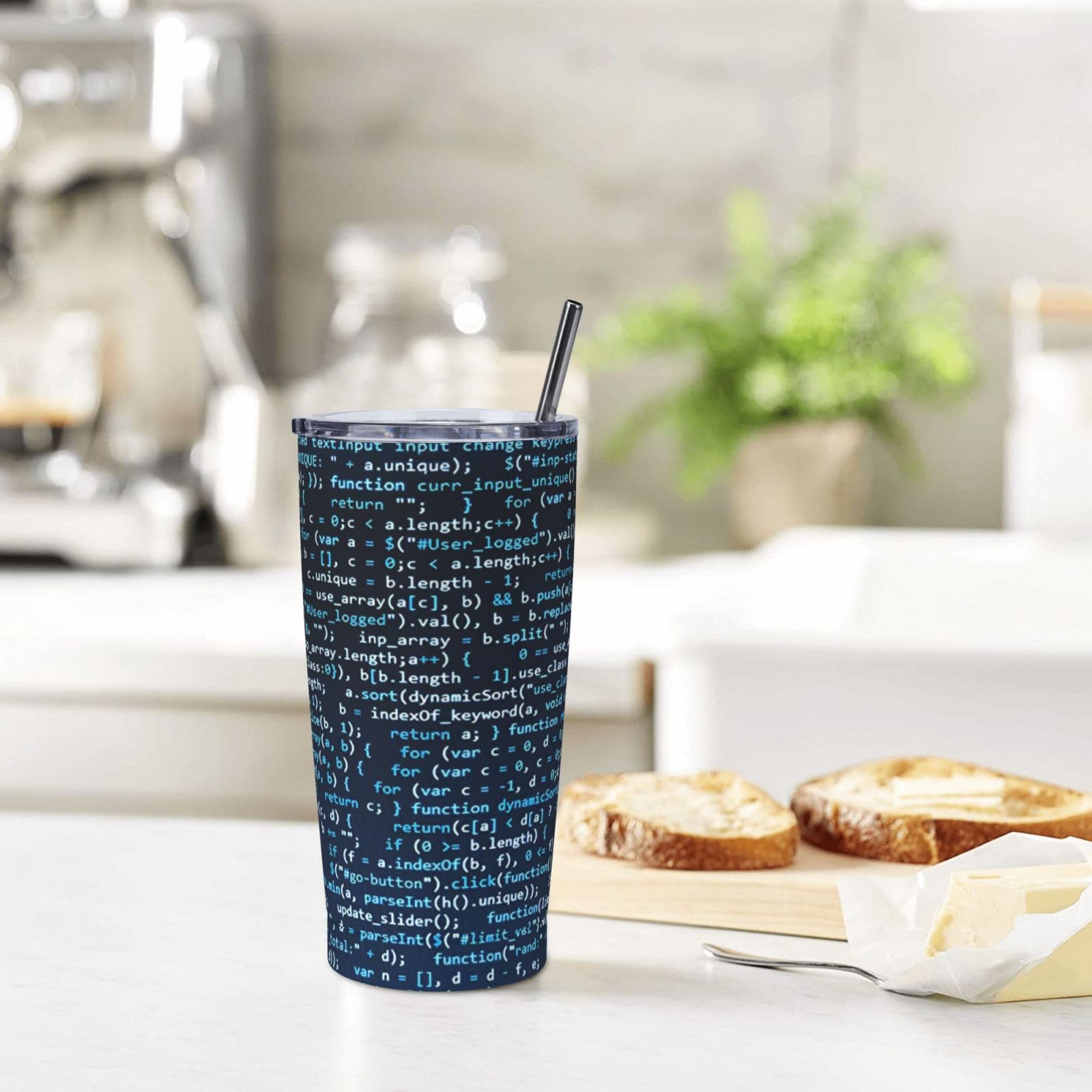 20oz Insulated Tumblers with Lids and Straws Cool Coding Code Stainless Steel Coffee Tumbler Cup Double Wall Vacuum Travel Coffee Mugs for Home, Office, Outdoor