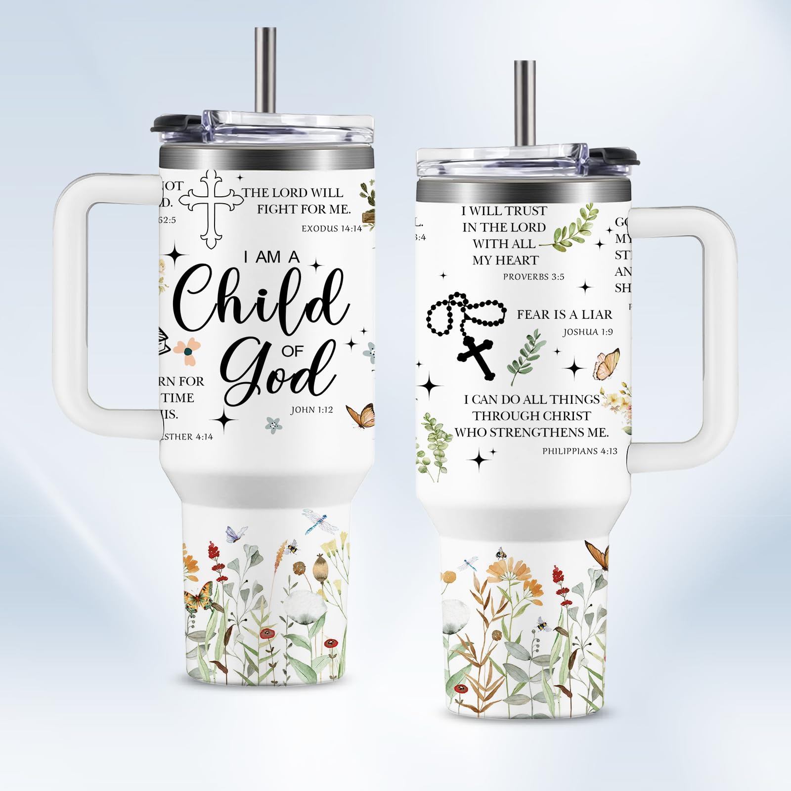 Christian Gifts for Women God Tumbler 40oz Child of God Gifts Coffee Travel Cup - Inspirational Religious Birthday Catholic Spiritual Gift for Sister Friends, Baptism Confirmation Gift for Girls