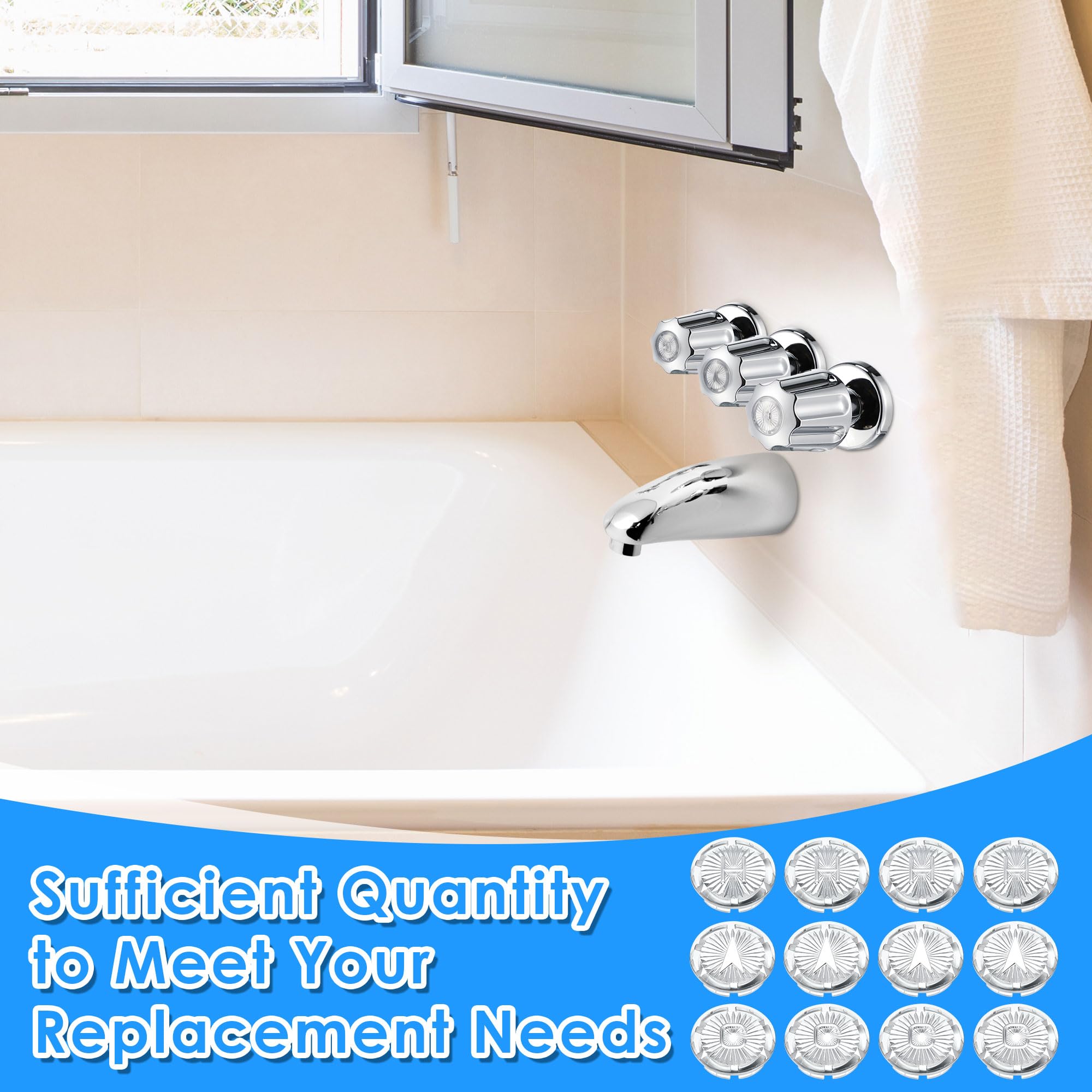 Dreyoo 4 Pack Faucet Index Buttons, Compatible with Gerber 94-445 94-446 94-447 Faucet Handles Button, Bathroom Sink Knobs Hot, Cold, Diverter Index Buttons, Acrylic, Clear
