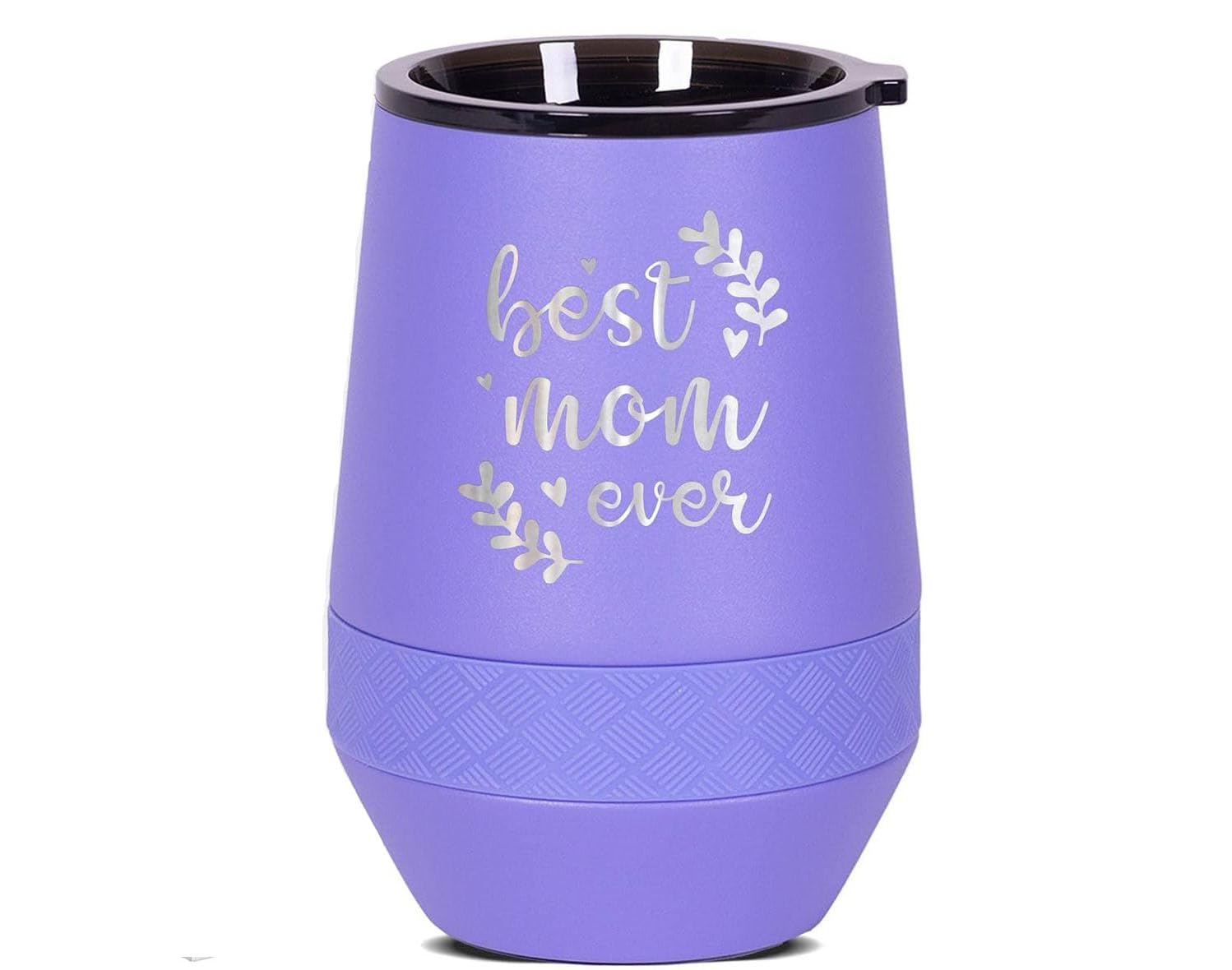 10oz Wine Tumbler for Mom - Insulated Travel Mug with Triple Wall Vacuum & Slider Lid - Tumbler for Birthdays, Mother's Day, and Christmas - Lavender