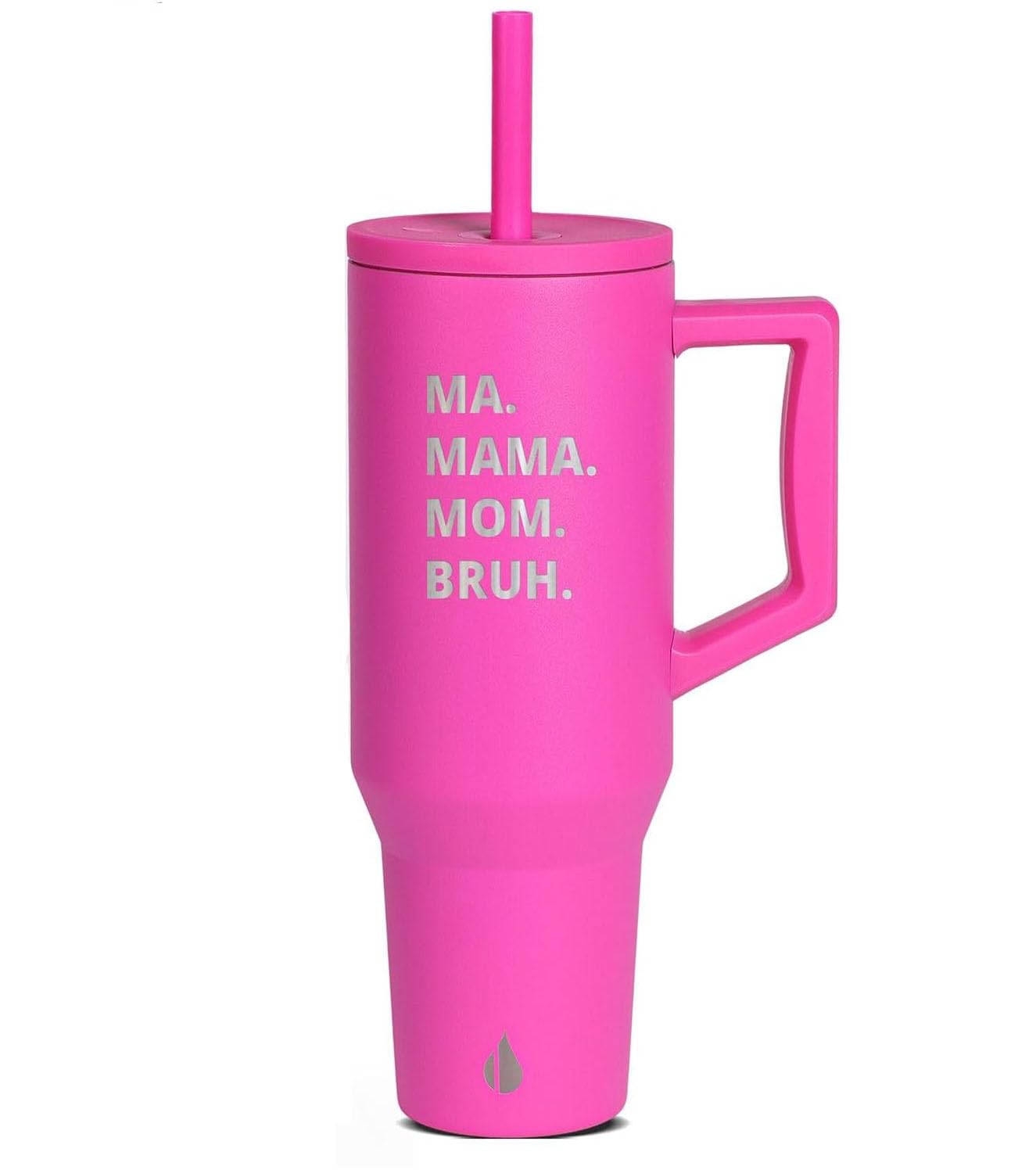 Best Valentine 40oz Tumbler for Her - Insulated Travel Tumbler with Handle, Lid and Straw - Gift for Mom & Mother In Law on Valentine's Day, Birthday & Mother’s Day - Hot Pink