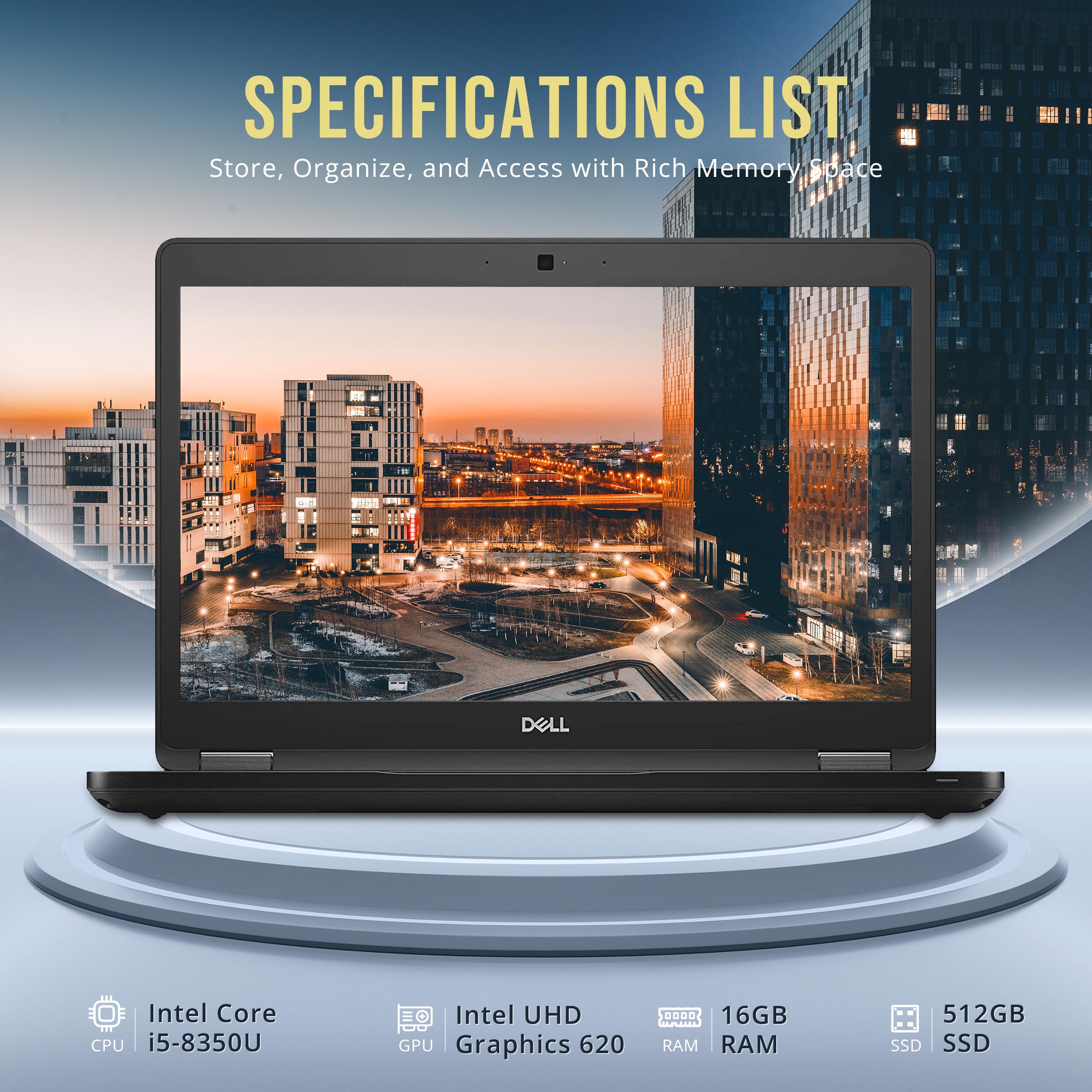 Dell Latitude 5490 14" FHD Business Laptop, Intel i5-8350U Processor, 16GB RAM, 512GB PCIe SSD, Intel UHD Graphics, Backlit Keyboard, HD Webcam, Win 11 Pro, Black(Renewed)