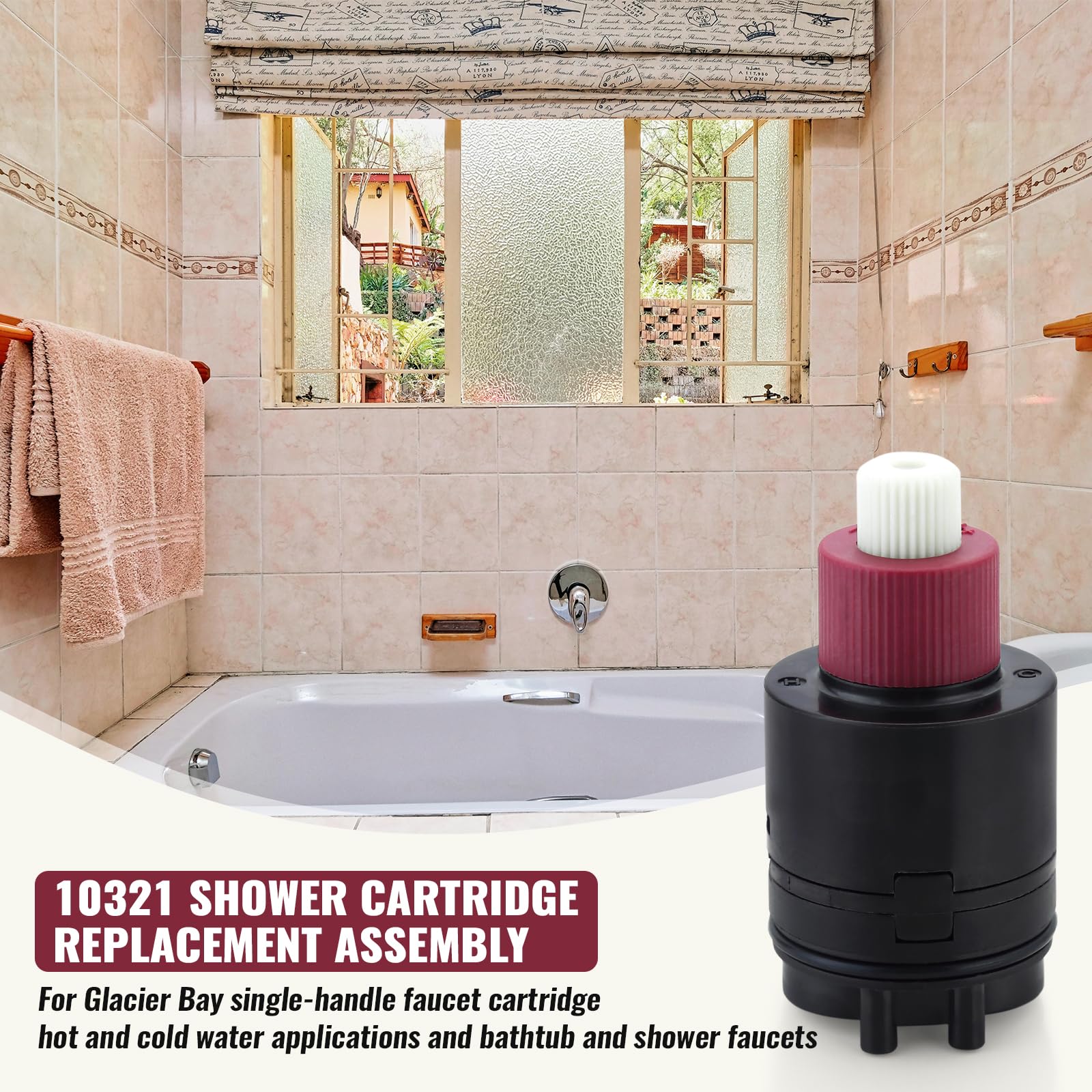 hansengroe Faucet Cartridge Replacement for Glacier Bay Single-Handle Tub/Shower Faucets Compatible with 10321, Faucet Repair Part Works for Hot & Cold Water Applications