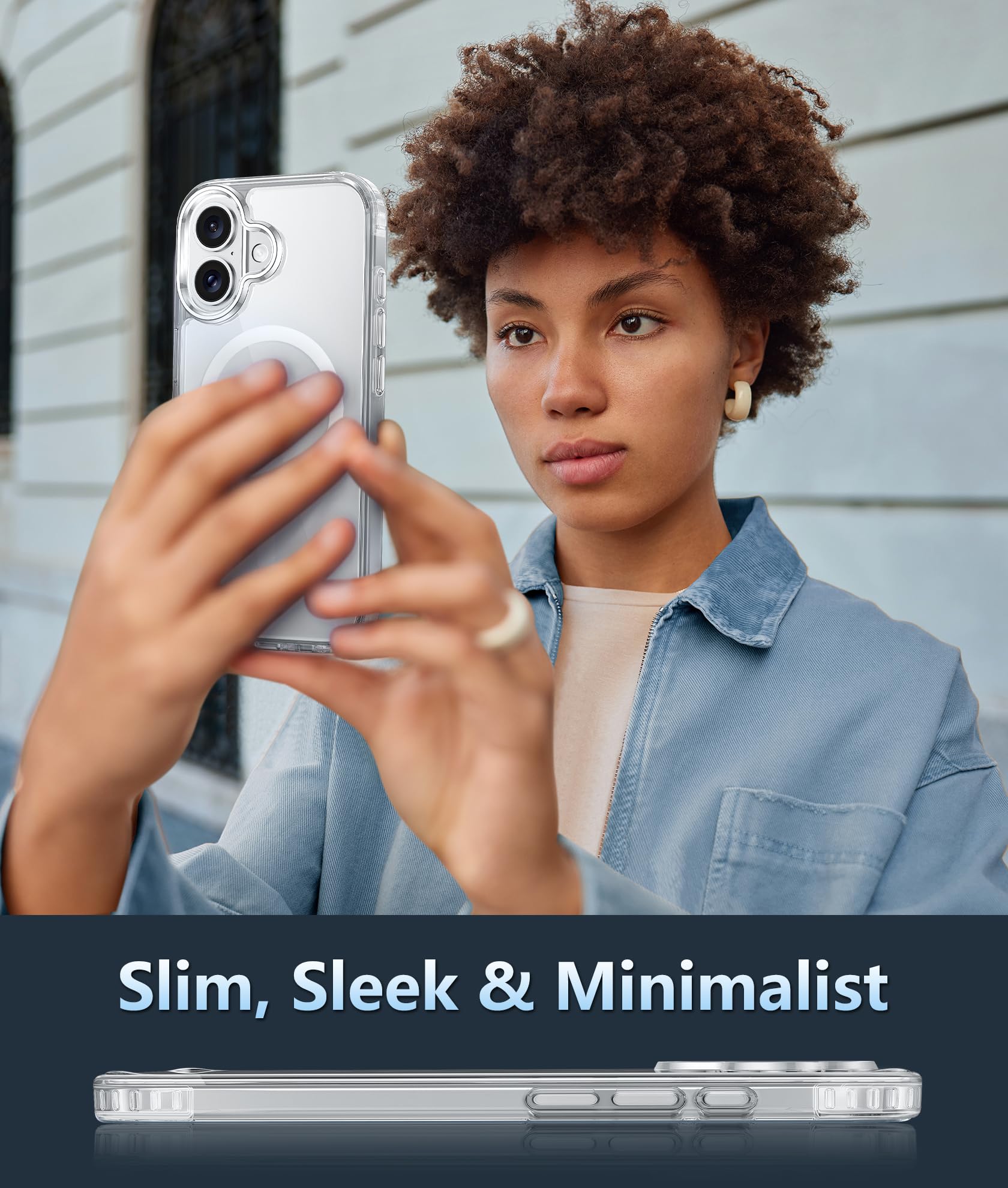 FNTCASE for iPhone 16 Case: Clear Magnetic Military Grade Drop Protection Anti Yellowing Slim Case - Rugged Shockproof Protective Transparent Cell Phone Cover(Clear)