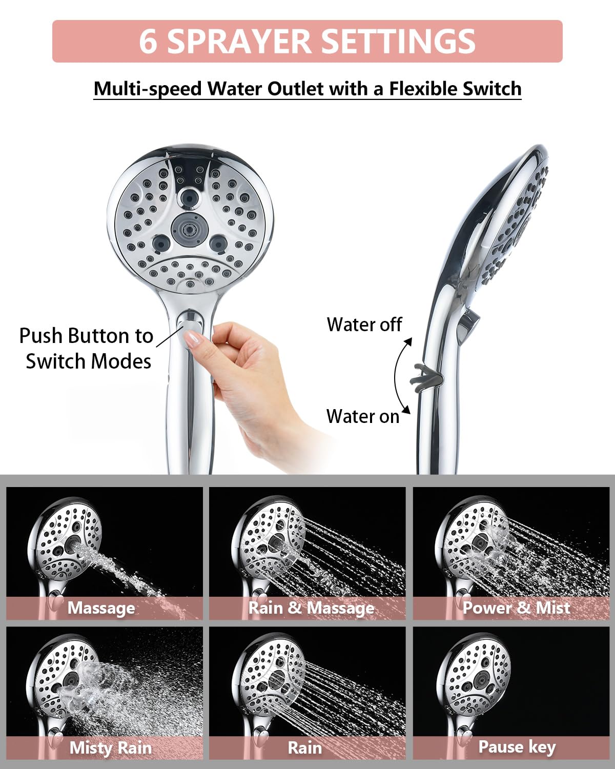 LOCALAND Bathtub Faucet with Sprayer, Tub Spout with Diverter Fits Threaded 1/2" or 3/4" IPS,Chrome Plated
