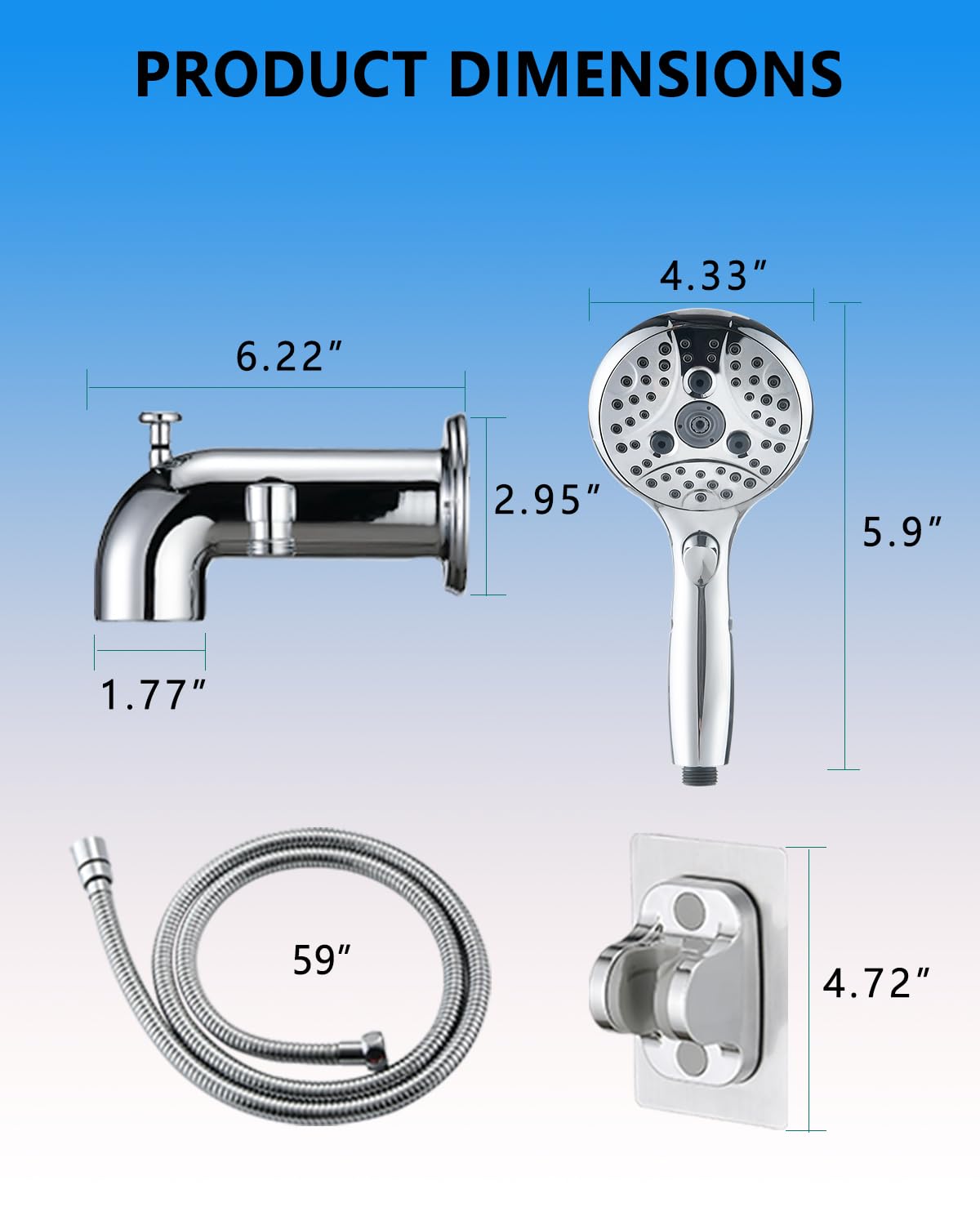 LOCALAND Bathtub Faucet with Sprayer, Tub Spout with Diverter Fits Threaded 1/2" or 3/4" IPS,Chrome Plated