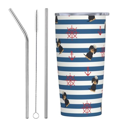 Yaxongx 20oz Tumbler Dogs Navy Double Wall Vacuum Insulated Coffee Mug with Lid and Metal Straw Brush Reusable Stainless Steel Water Bottle Travel Cup Gifts for Car Ice Drinks Hot Beverage