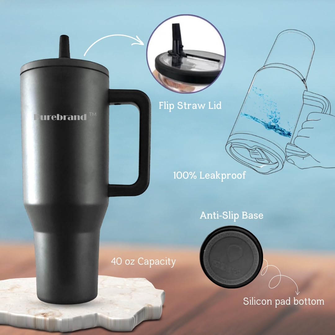 40 oz Tumbler. 100% Leak-Proof Splash-Proof Spill-Proof Lid with Handle and Flip Straw. Double Wall Vacuum Insulated Stainless Steel for Hydration at Home Office Car Gym and Playgrounds (Lilac)