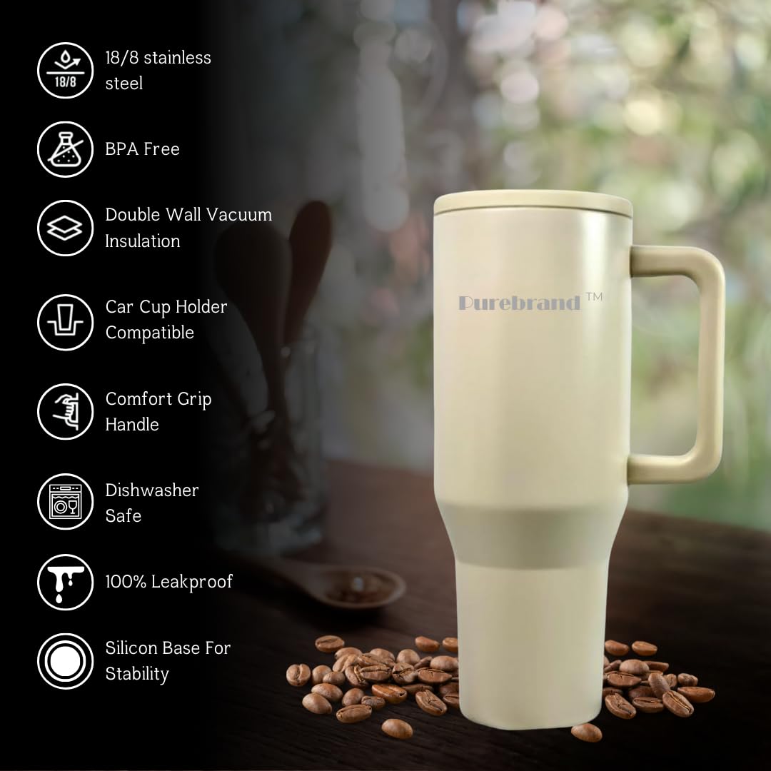 40 oz Tumbler. 100% Leak-Proof Splash-Proof Spill-Proof Lid with Handle and Flip Straw. Double Wall Vacuum Insulated Stainless Steel for Hydration at Home Office Car Gym and Playgrounds (Black)
