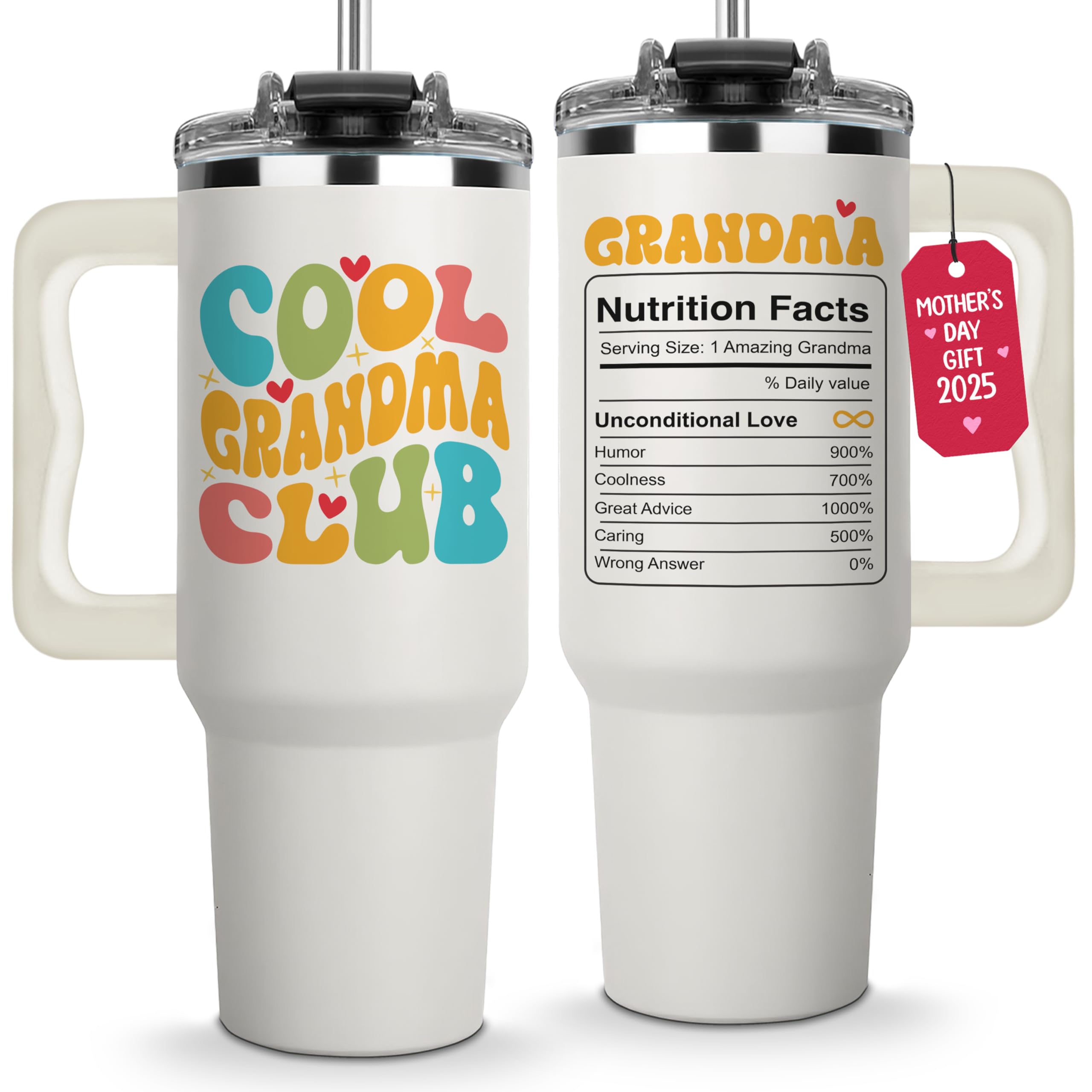 Mothers Day Gifts for Grandma, Cool Grandma Club Tumbler 40Oz - Grandmother Coffee Mugs, Gifts Ideas for Grandmas, Grammy, Granny, Nana, Gigi, Mimi, Mamaw - Grandmother Birthday Gift, Grandmy Cup