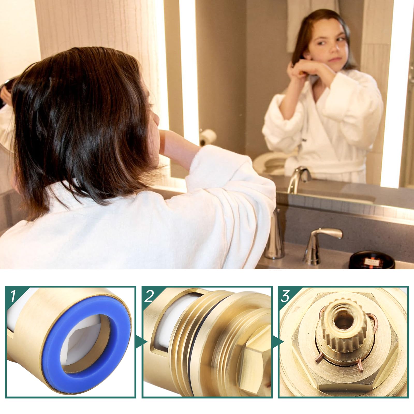 Faucet Cartridge Replacement for Kohler 1000187 1000188, Used in Deck Faucets with 3/4 inch Valves, 2 Pack Ceramic Valve Faucet Replacement Parts (2 Pack 1000187+1000188)