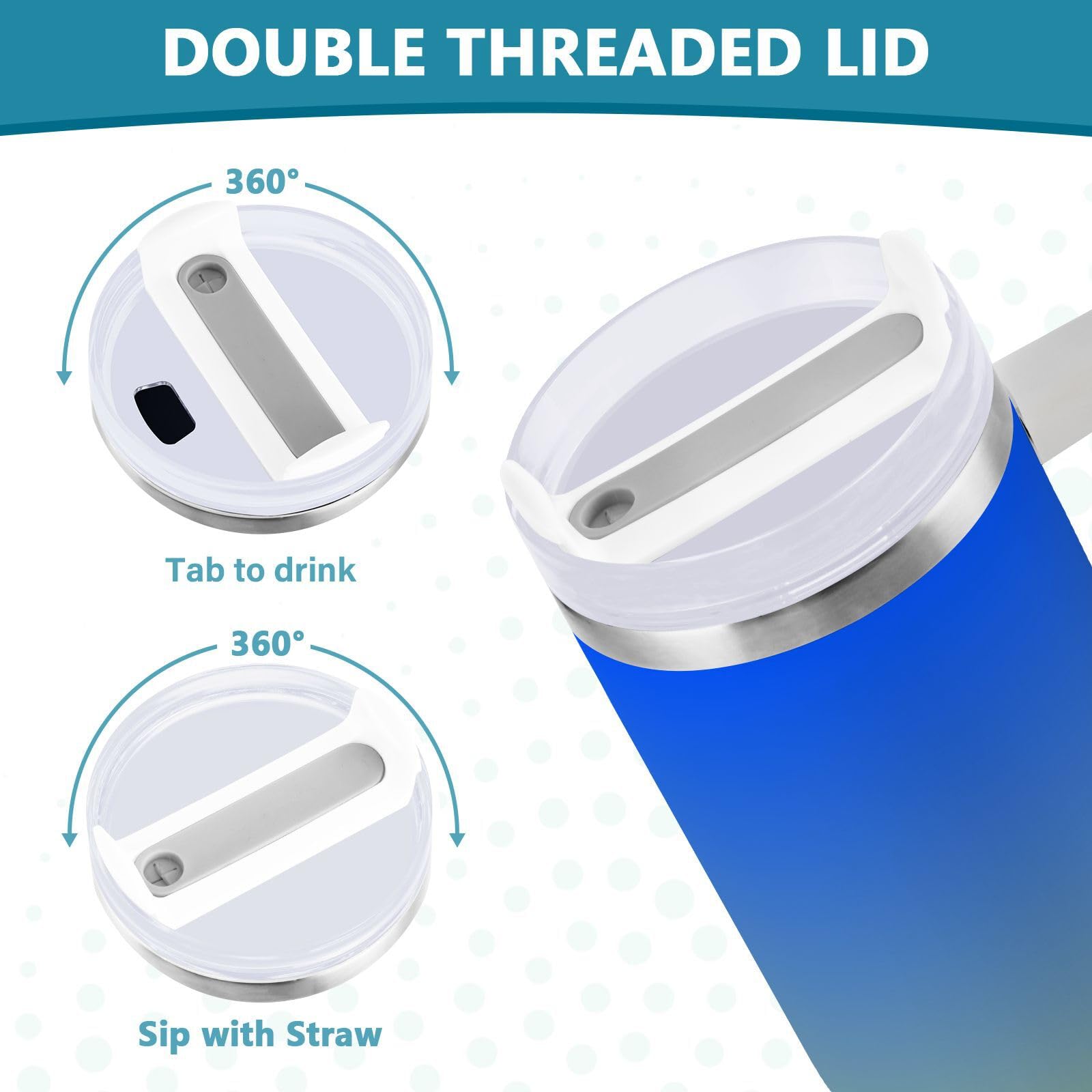 MCHIVER Blue Yellow Gradient 40 oz Tumbler with Handle and Straw Stainless Steel Vacuum Water Bottle Leak-proof Travel Coffee Mug Insulated Cup for Office Home Car