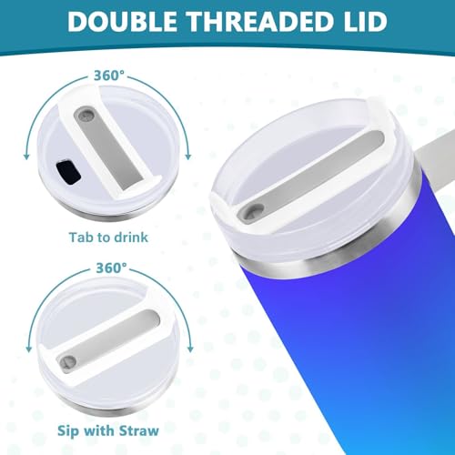 MCHIVER Blue Gradient 40 oz Tumbler with Handle and Straw Stainless Steel Vacuum Water Bottle Leak-proof Travel Coffee Mug Thermos Water Bottle for Home Office Car