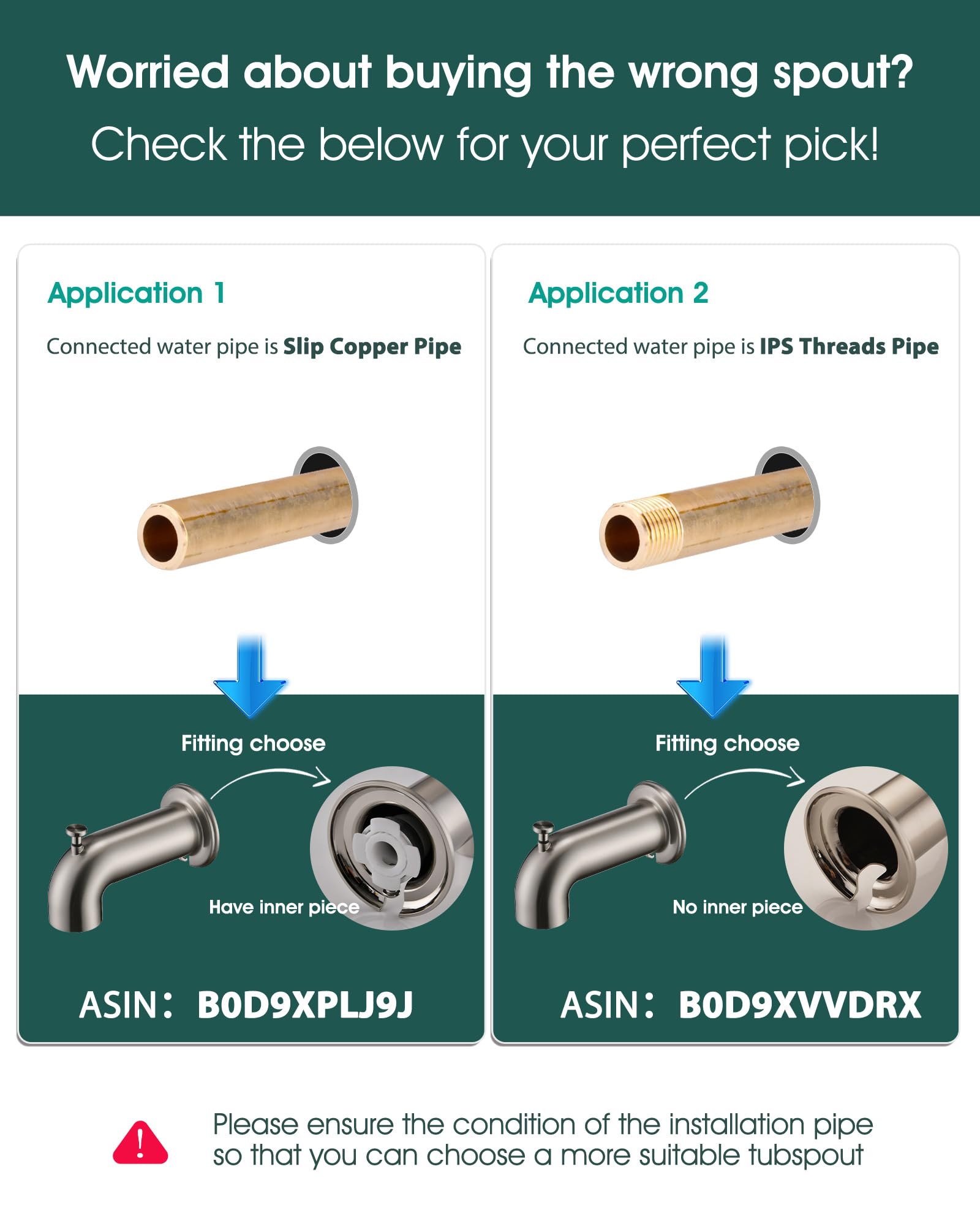LOCALAND Slip-On Extra Long Tub Spout with Diverter, 1/2 Inch Slip Fit Connection,Brushed Nickel