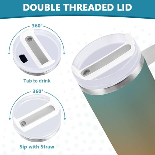 MCHIVER Teal Orange Gradient 40 oz Tumbler with Handle and Straw Stainless Steel Vacuum Water Bottle Leak-proof Travel Coffee Mug Insulated Cup for Car Home Office