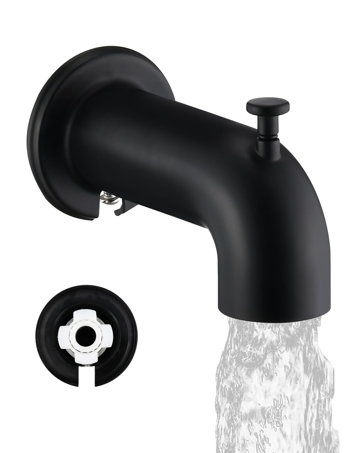 LOCALAND Slip-On Extra Long Tub Spout with Diverter, 1/2 Inch Slip Fit Connection,Matte Black