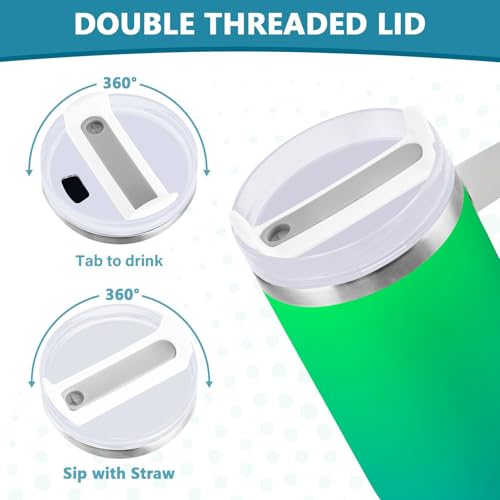 MCHIVER Green Blue Gradient 30 oz Tumbler with Handle and Straw Stainless Steel Vacuum Water Bottle Leak-proof Travel Coffee Mug Insulated Cup for Office Home Car