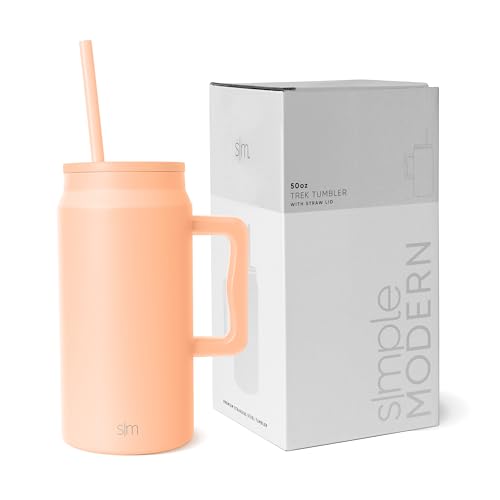 Simple Modern 50 oz Mug Tumbler with Handle and Straw Lid | Reusable Insulated Stainless Steel Large Travel Jug Water Bottle | Gifts for Women Men Him Her | Trek Collection | 50oz | Bellini