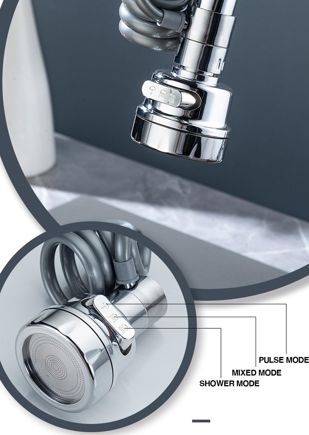 Kitchen faucet head replacement,3 Spray Modes Faucet Aerator,sink faucet head sprayer head replacement,Infinite angles Movable Faucet Extender for Kitchen Sink for Washing Face Shampoo