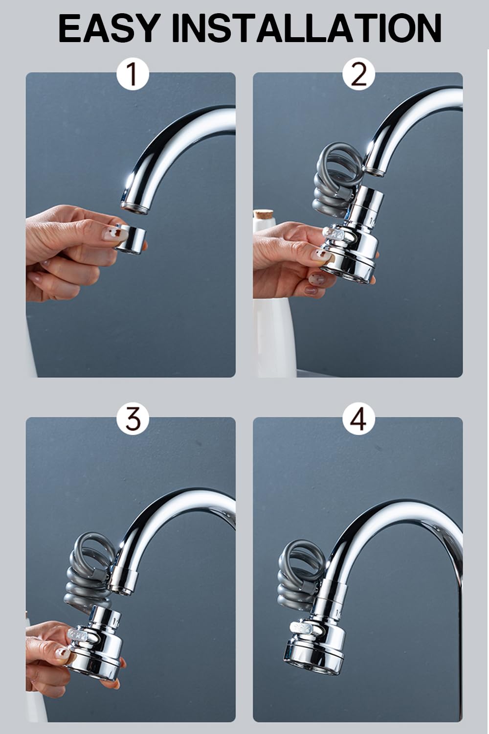 Kitchen faucet head replacement,3 Spray Modes Faucet Aerator,sink faucet head sprayer head replacement,Infinite angles Movable Faucet Extender for Kitchen Sink for Washing Face Shampoo