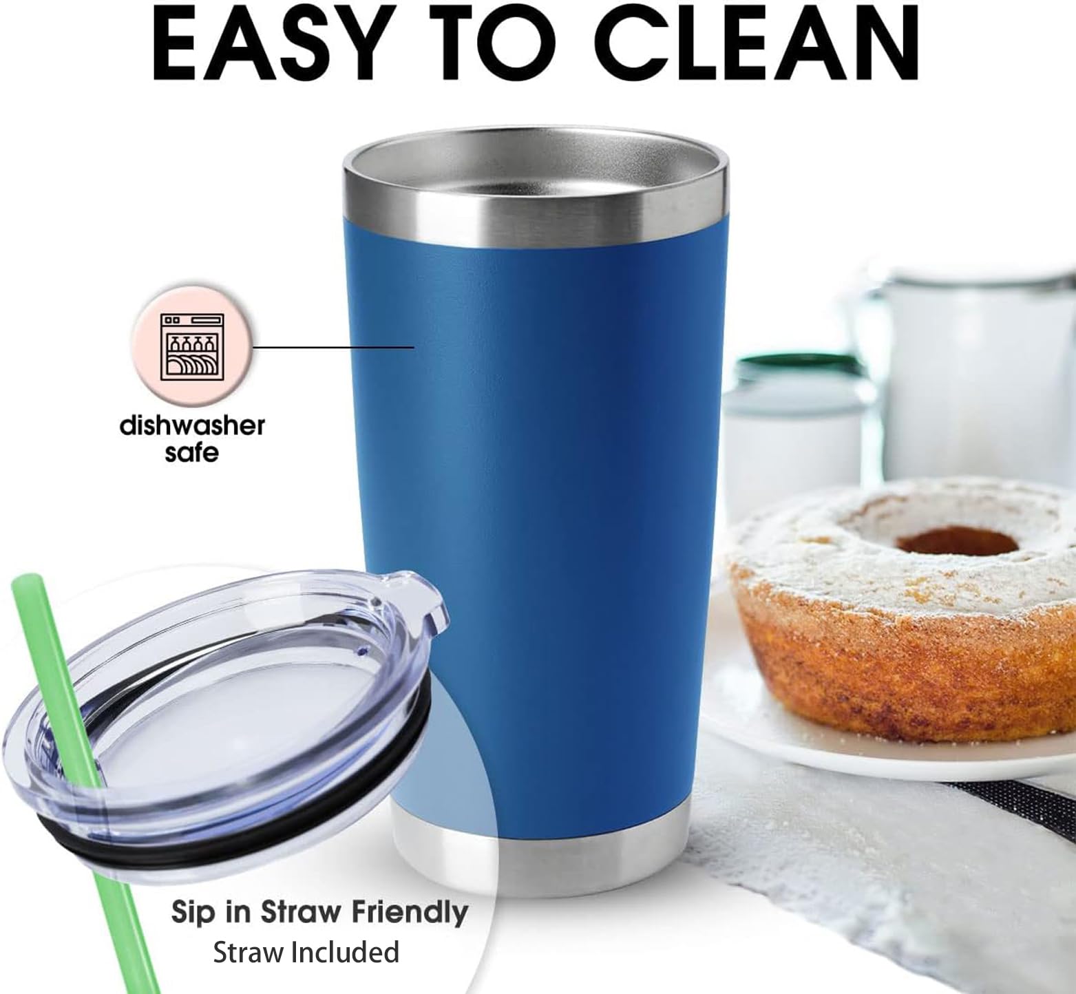 Dashing Nova Personalized Custom Name Tumbler with Inspirational Quotes for Swimmers and Coaches Gifts, 20oz Double Wall Stainless Steel Insulated Bottle with Straw (Blue), Medium