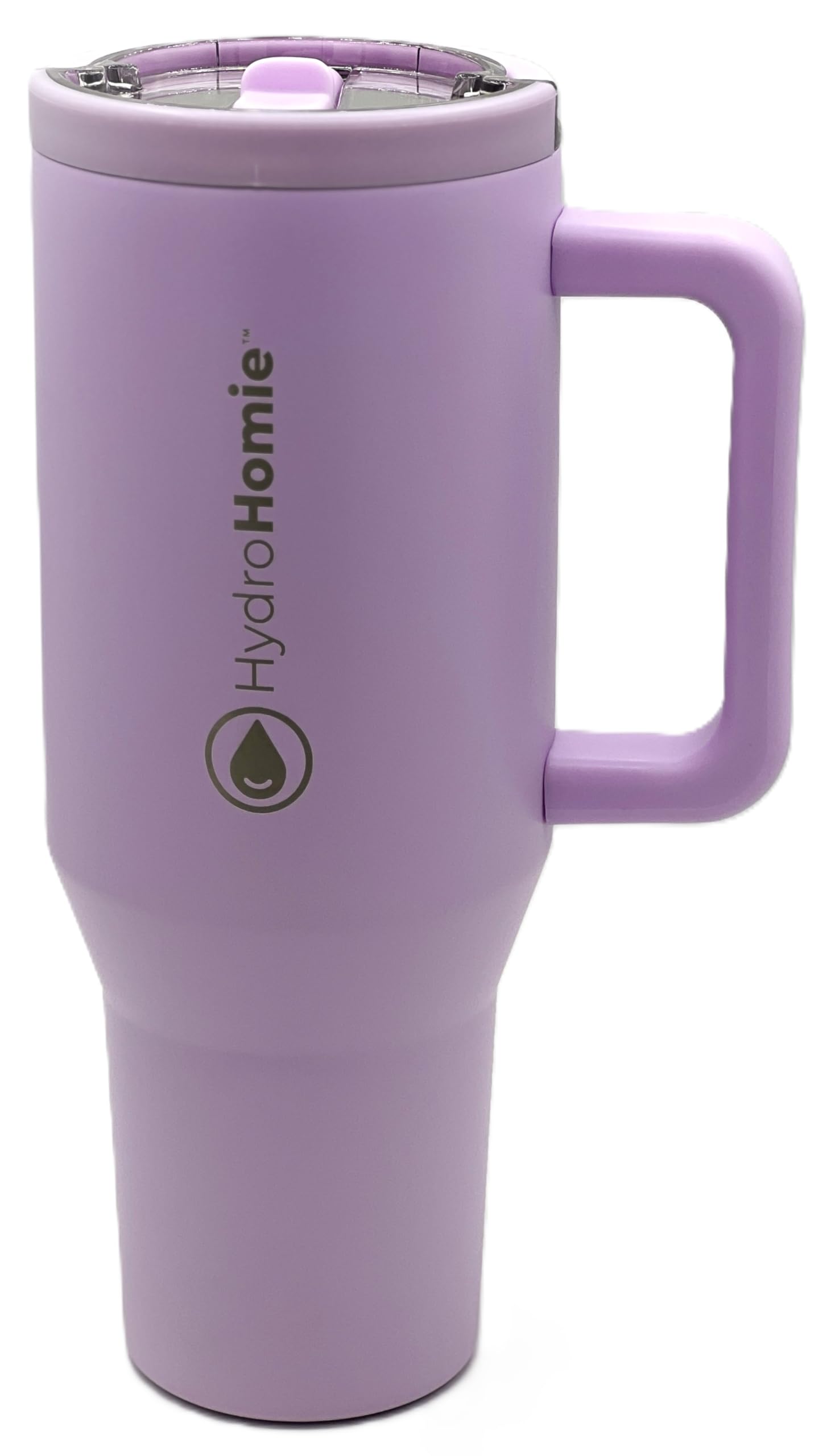 HYDRO HOMIE The Nomad 40oz Tumbler with Flip Straw Lid and Rubber Base – Travel Car Cup Holder Friendly, 100% Leak Resistant - Lucky Lilac
