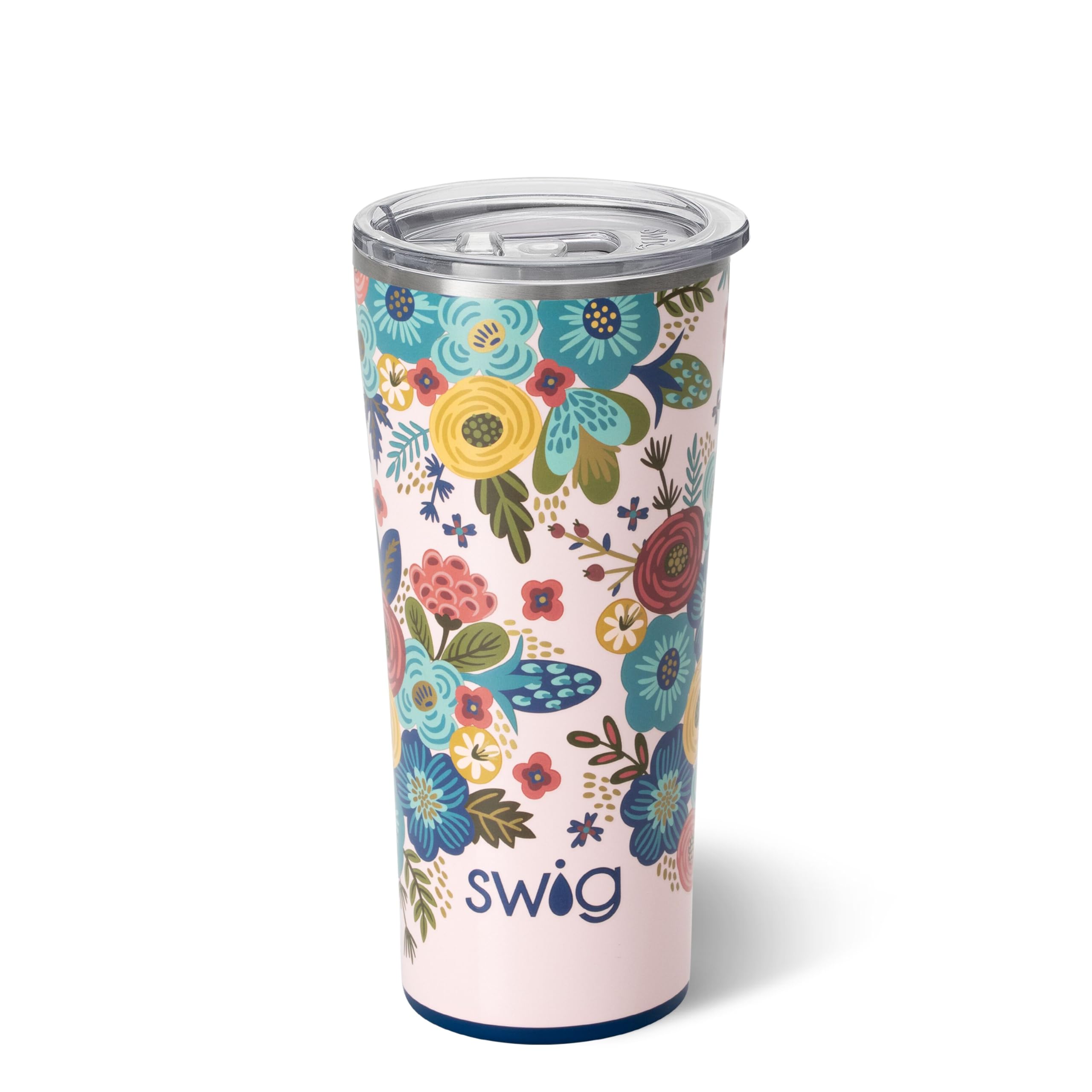Swig Life 22oz Insulated Tumbler, Travel Coffee Tumbler with Lid, Cup Holder Friendly Travel Coffee Mug, Stainless Steel Thermos (Bella Rosa)