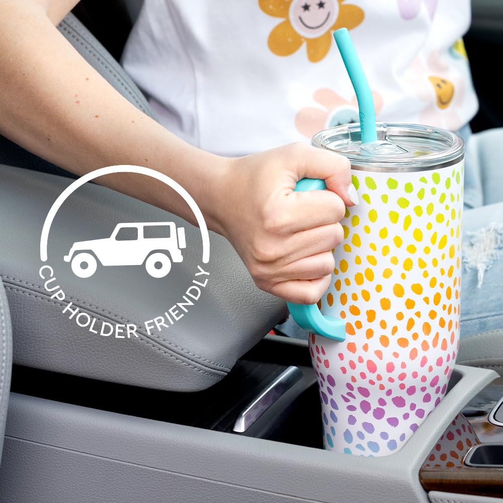 Swig Life 40oz Mega Mug, 40 oz Tumbler with Handle and Straw, Cup Holder Friendly, Dishwasher Safe, Extra Large Insulated Tumbler, Stainless Steel (Saturdays in Clemson)
