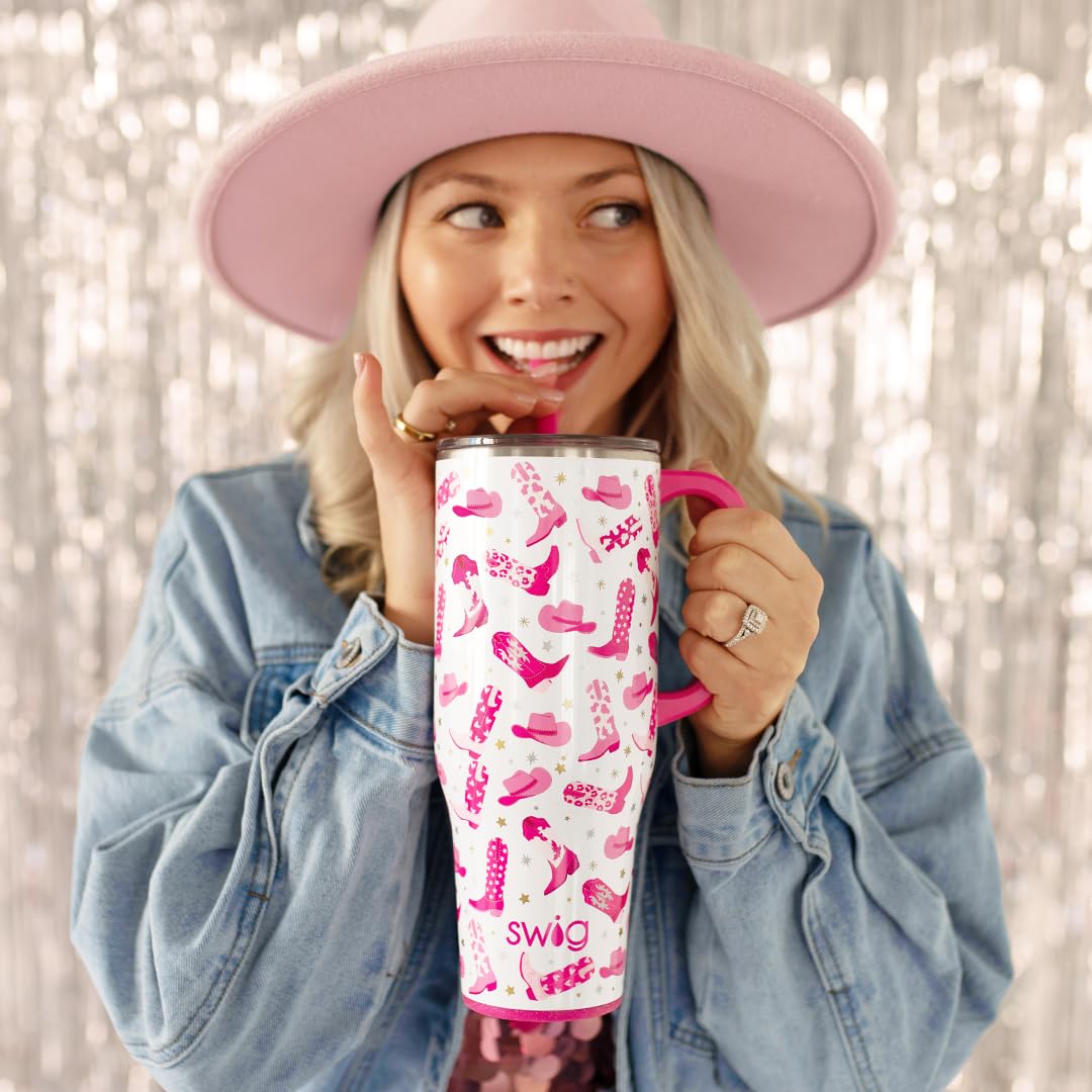 Swig Life 40oz Mega Mug, 40 oz Tumbler with Handle and Straw, Cup Holder Friendly, Dishwasher Safe, Extra Large Insulated Tumbler, Stainless Steel (Saturdays in Clemson)