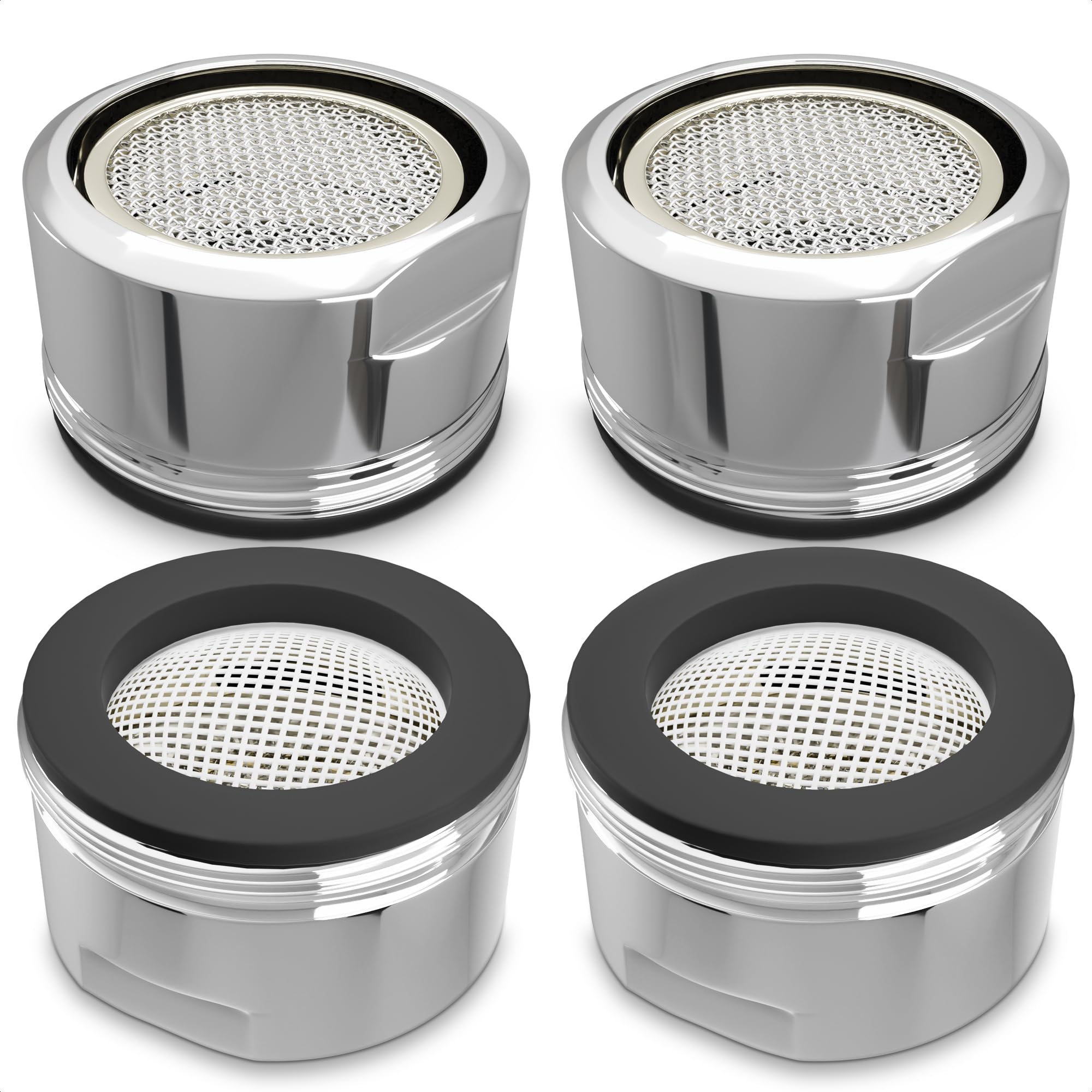 4Pcs Bathroom Faucet Aerator Replacement with Brass Shell - Kitchen Sink Aerator Faucet with Gasket - Kitchen Faucet Aerator Male Thread 15"/16" 24mm Bathroom Sink Aerator 2.2 GPM Faucet Aerator