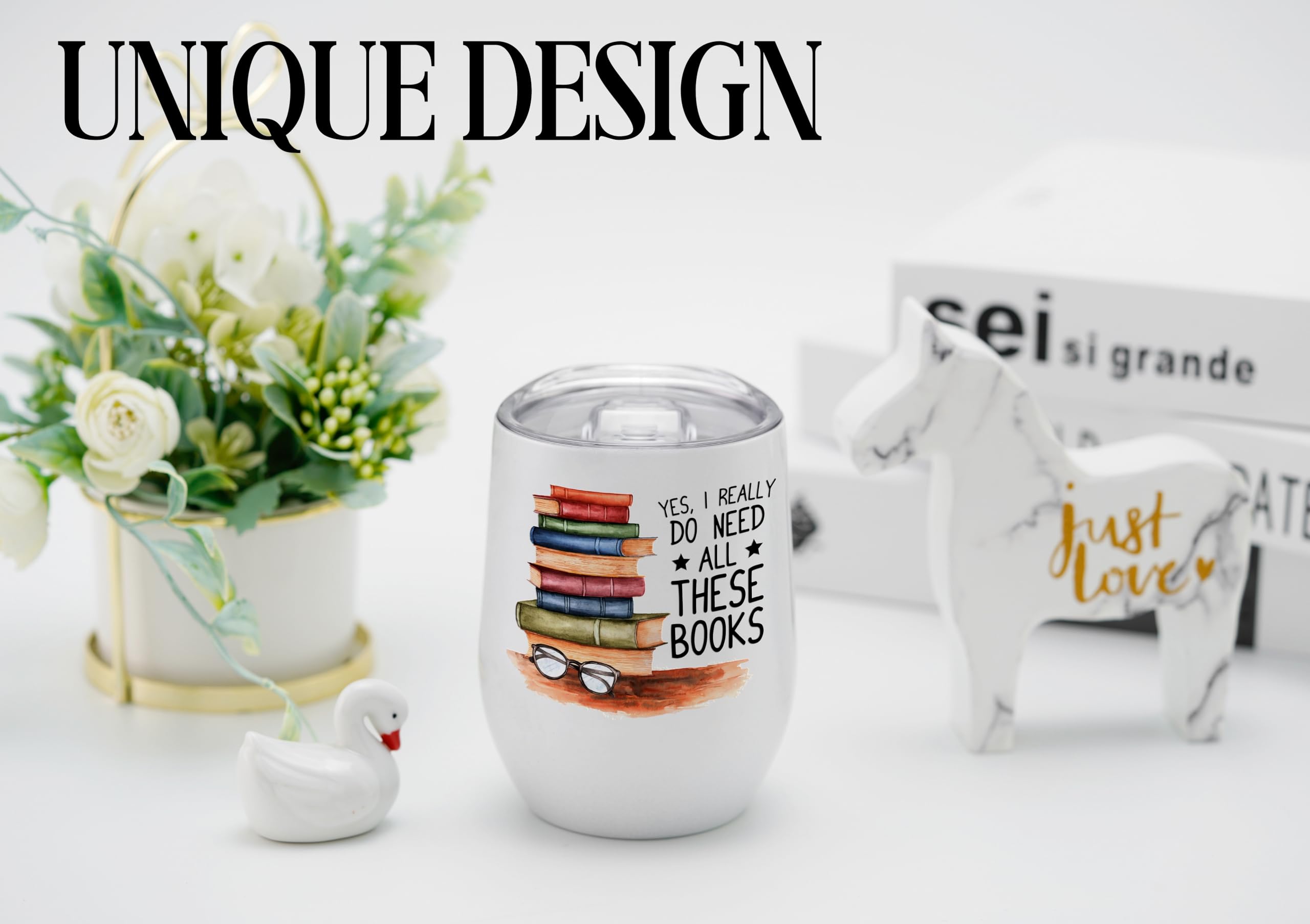 Onebttl 12oz Stainless Steel Insulated Tumbler with Lid - Book Lovers Gift for Women