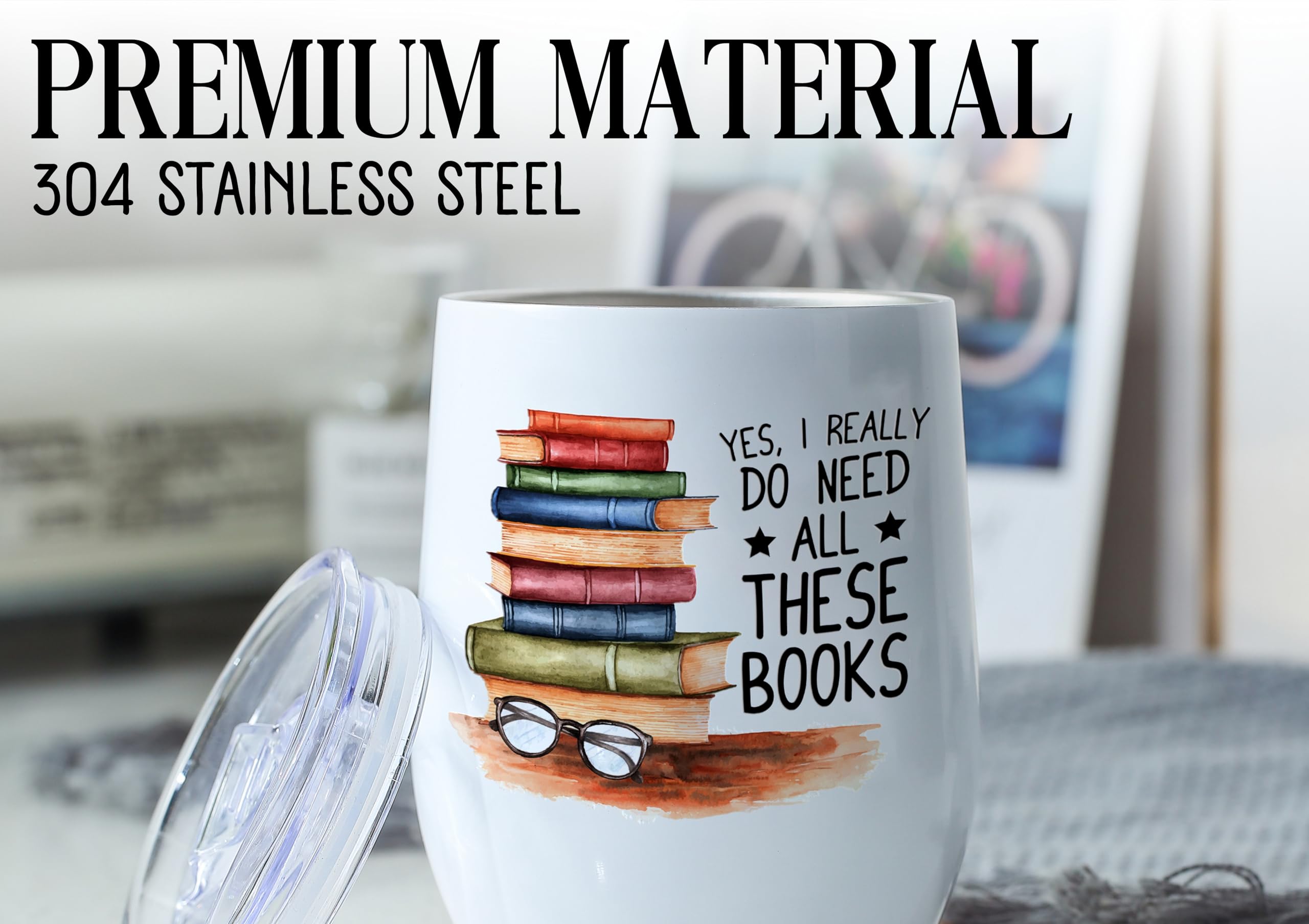 Onebttl 12oz Stainless Steel Insulated Tumbler with Lid - Book Lovers Gift for Women
