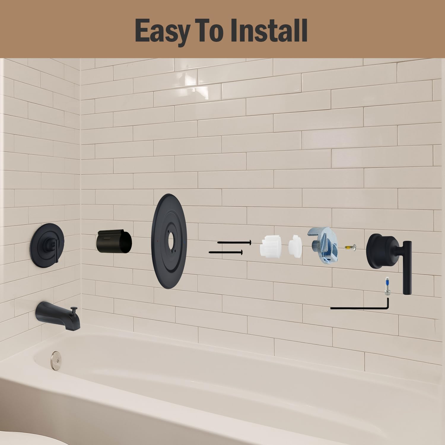 Replacement for Moen T2901BL Gibson Posi-Temp Valve Trim Kit, Shower Lever Handle, Matte Black