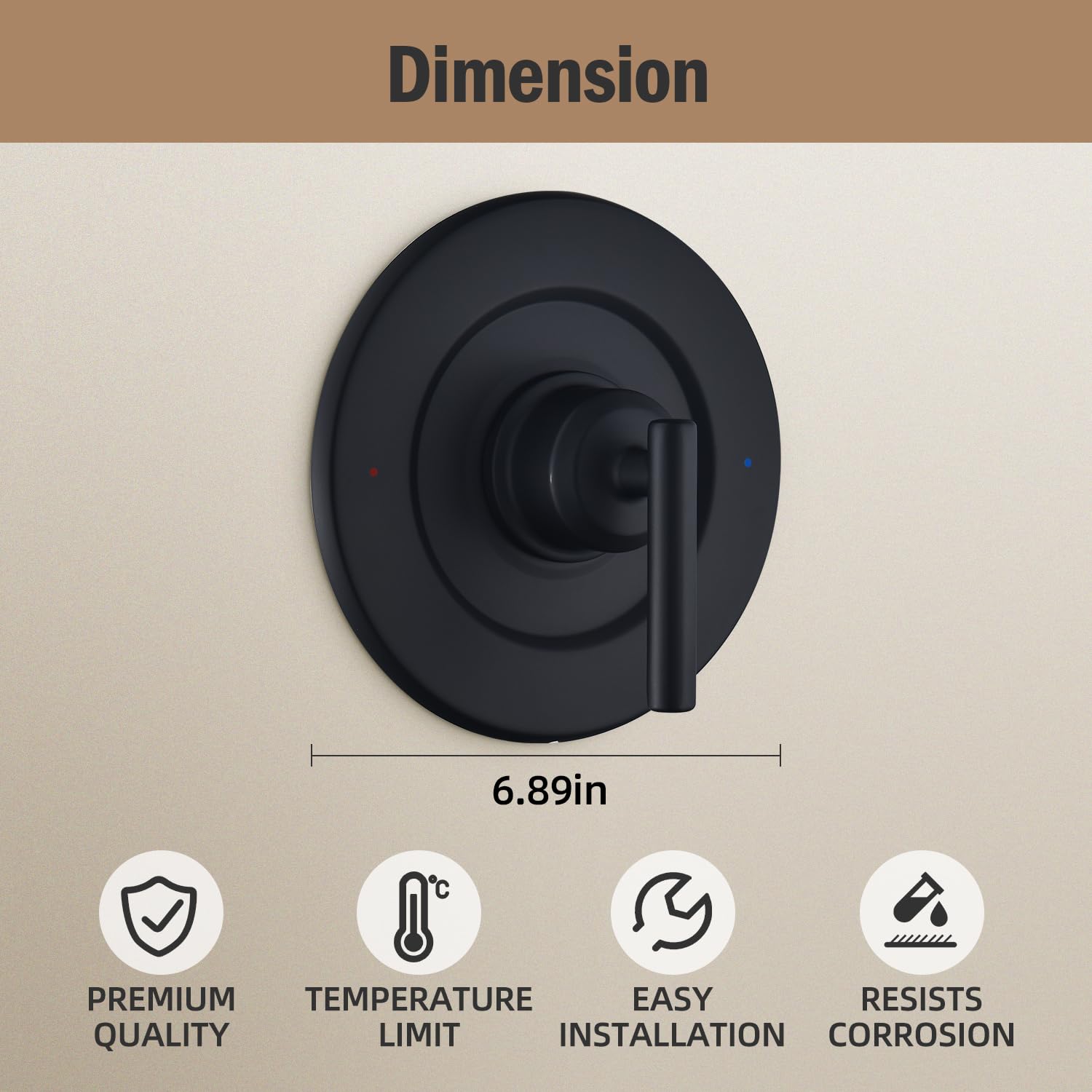Replacement for Moen T2901BL Gibson Posi-Temp Valve Trim Kit, Shower Lever Handle, Matte Black