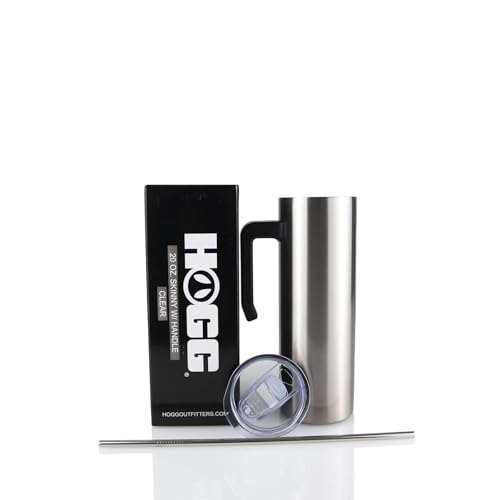 Hogg 20oz Sublimatable Clear Skinny Tumbler with Removable Handle, Lid, and Stainless Steel Straw, DIY, Customizable, Double Wall Insulated Tumblers
