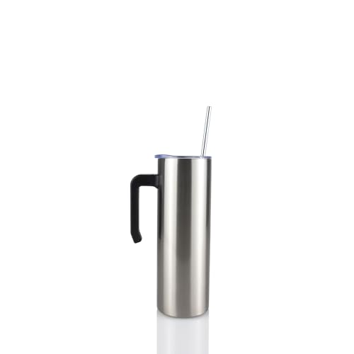 Hogg 20oz Sublimatable Clear Skinny Tumbler with Removable Handle, Lid, and Stainless Steel Straw, DIY, Customizable, Double Wall Insulated Tumblers
