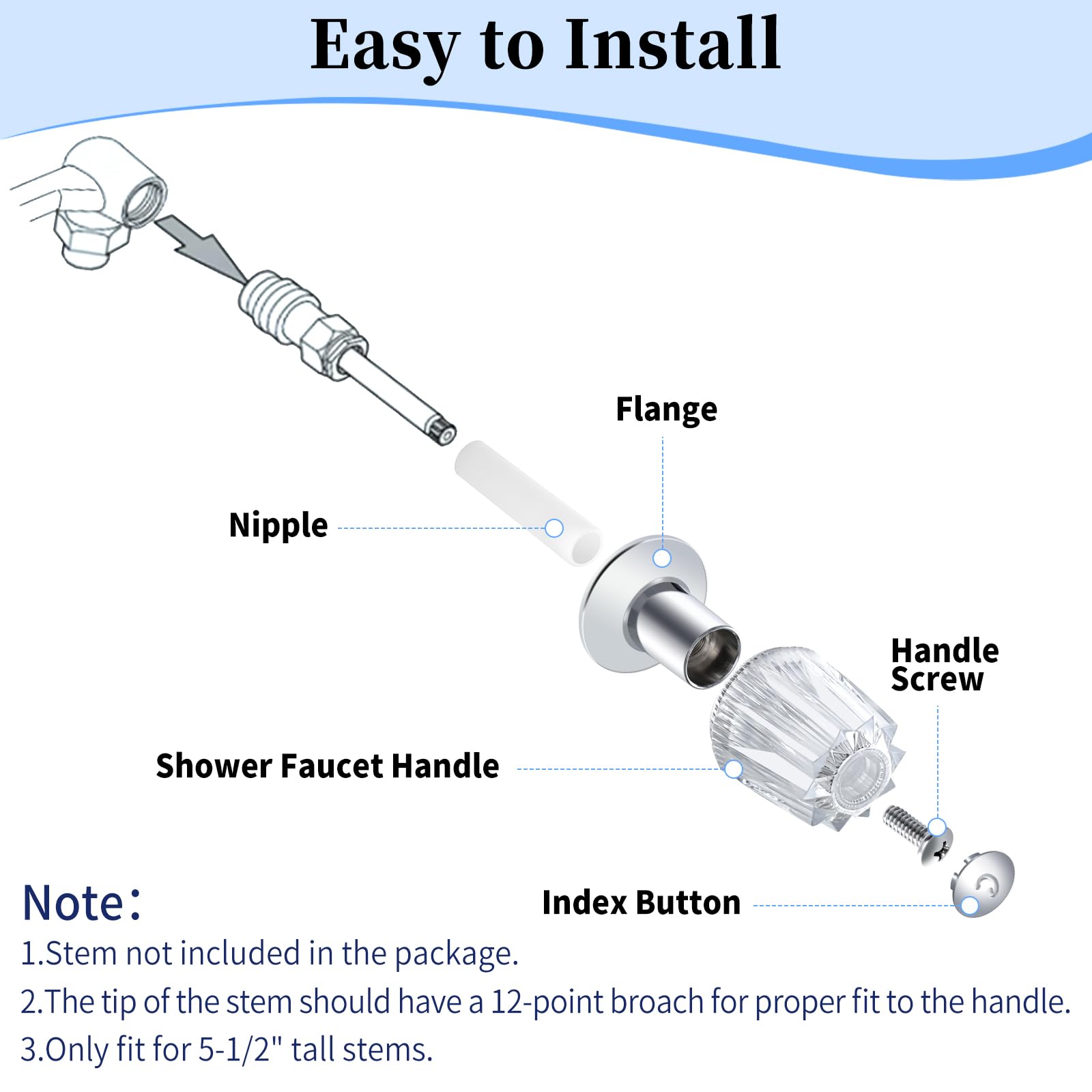 Sel Natural 2 Set Shower Faucet Handle Replacement, Compatible with Price Pfister Contessa and Windsor Tub and Shower Faucets Clear Acrylic Hot and Cold Shower Knob Replacement for Remodeling Trim