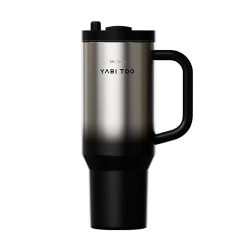 John Smith 40 oz Tumbler with Handle and Straw Reusable Stainless Steel Water Bottle Travel Mug Cupholder Friendly Gifts for Women Men Him Her (Black)