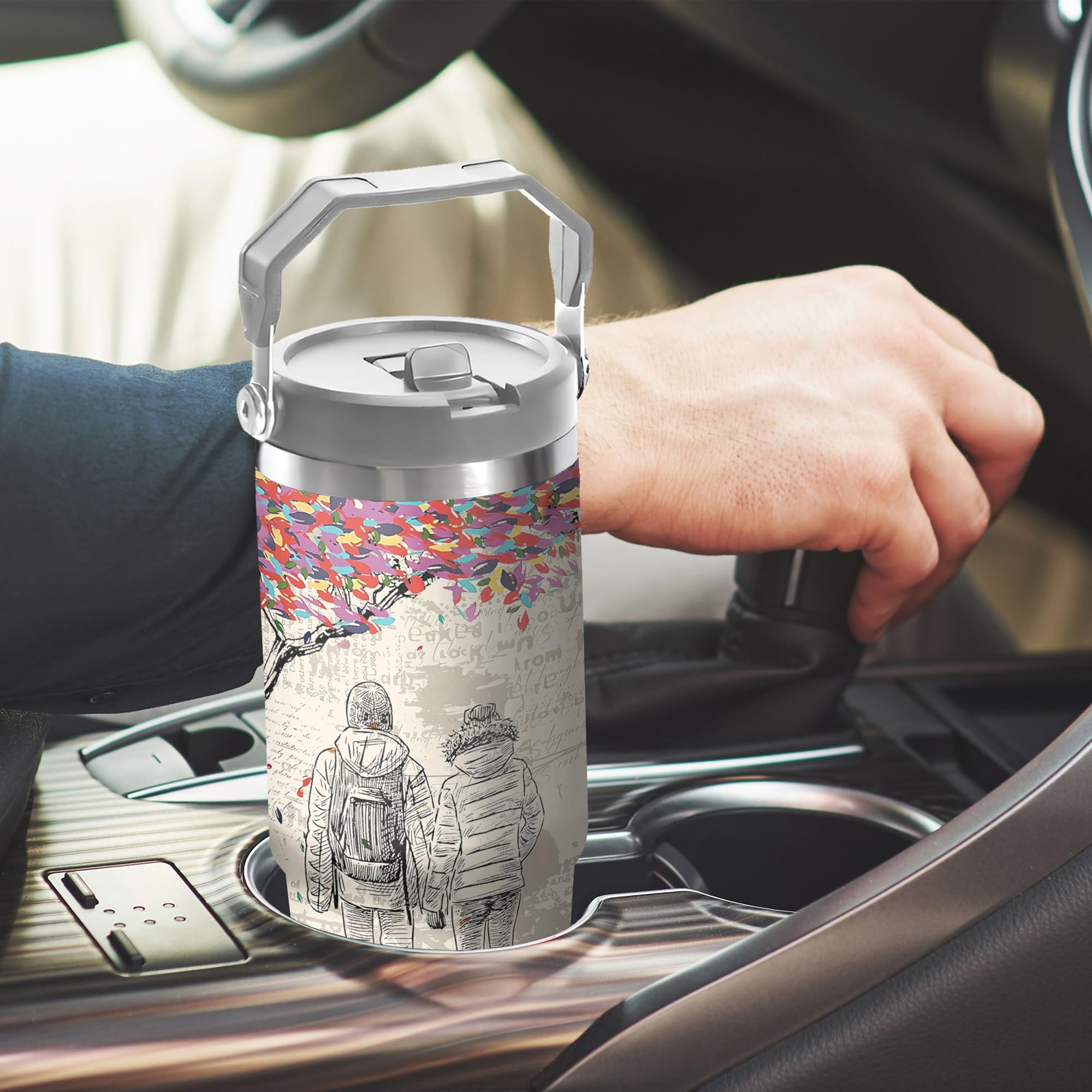 30 Oz Couples Tumbler with Handle and Straw, Anniversary Couple Double Wall Couples Mugs Leak Proof, Couples Engagement Gift Cup for Couples, Valentine Couple Coffee Mugs Engagement Gifts for Couples