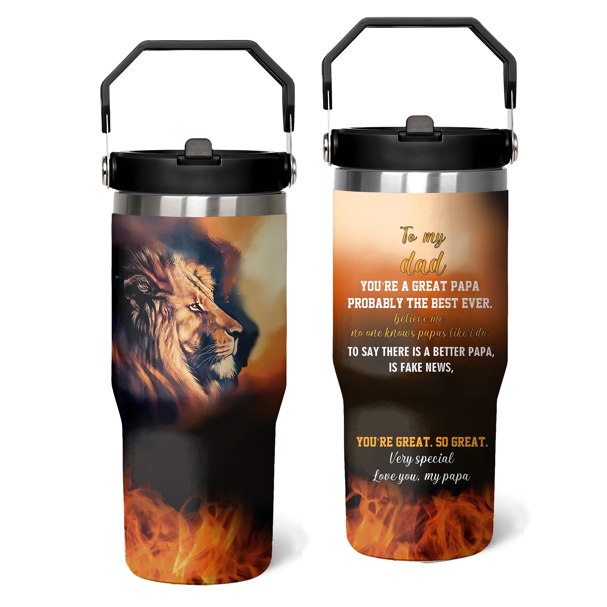 Wuepncah 30 Oz Dad Tumbler with Handle and Straw, To My Dad Cups Gifts Fathers Day from Daughter/Son, Stainless Steel Daddy Coffee Cup Birthday Gift Ideas for Daddy