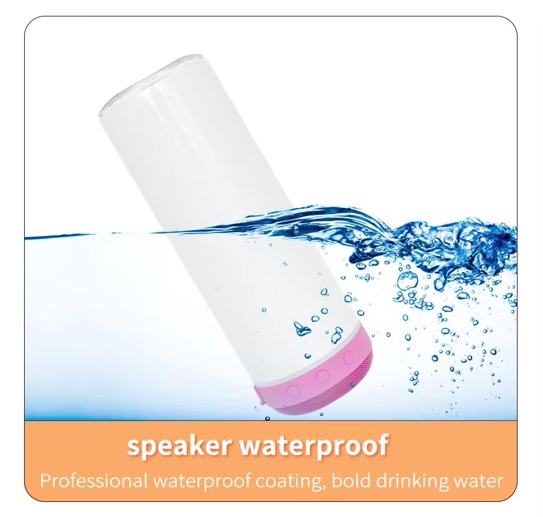 Icesip 12 Pack Music Speaker Tumbler, 20 oz Sublimation Tumbler Skinny Straight Double Wall Cup with Straw Lid & USB Charging Cable 6 Colors