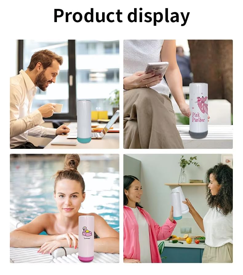 Icesip 12 Pack Music Speaker Tumbler, 20 oz Sublimation Tumbler Skinny Straight Double Wall Cup with Straw Lid & USB Charging Cable 6 Colors